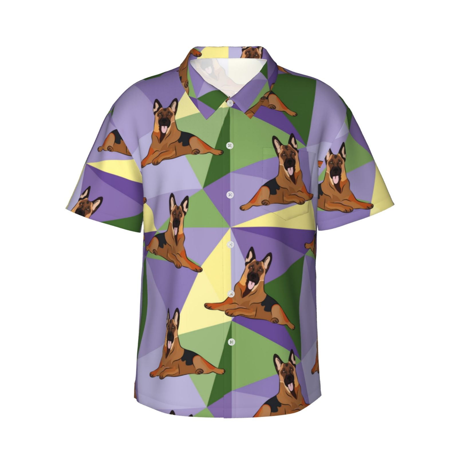 Hawaiian Shirt For Men, German Shepherd Dog Geometry Summer Shirts For ...