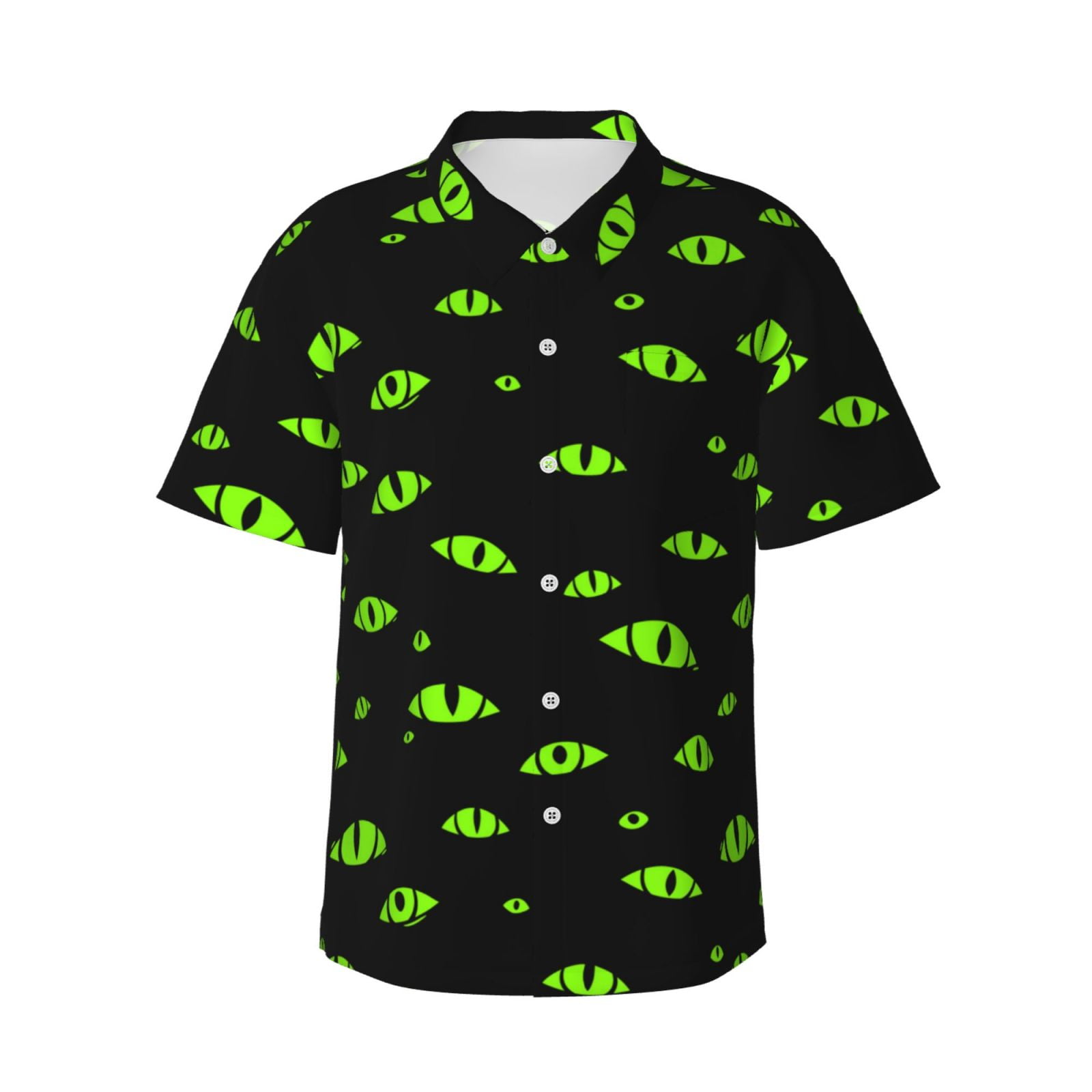 Hawaiian Shirt For Men, Green Eye Pattern Mens Button Down Short Sleeve ...