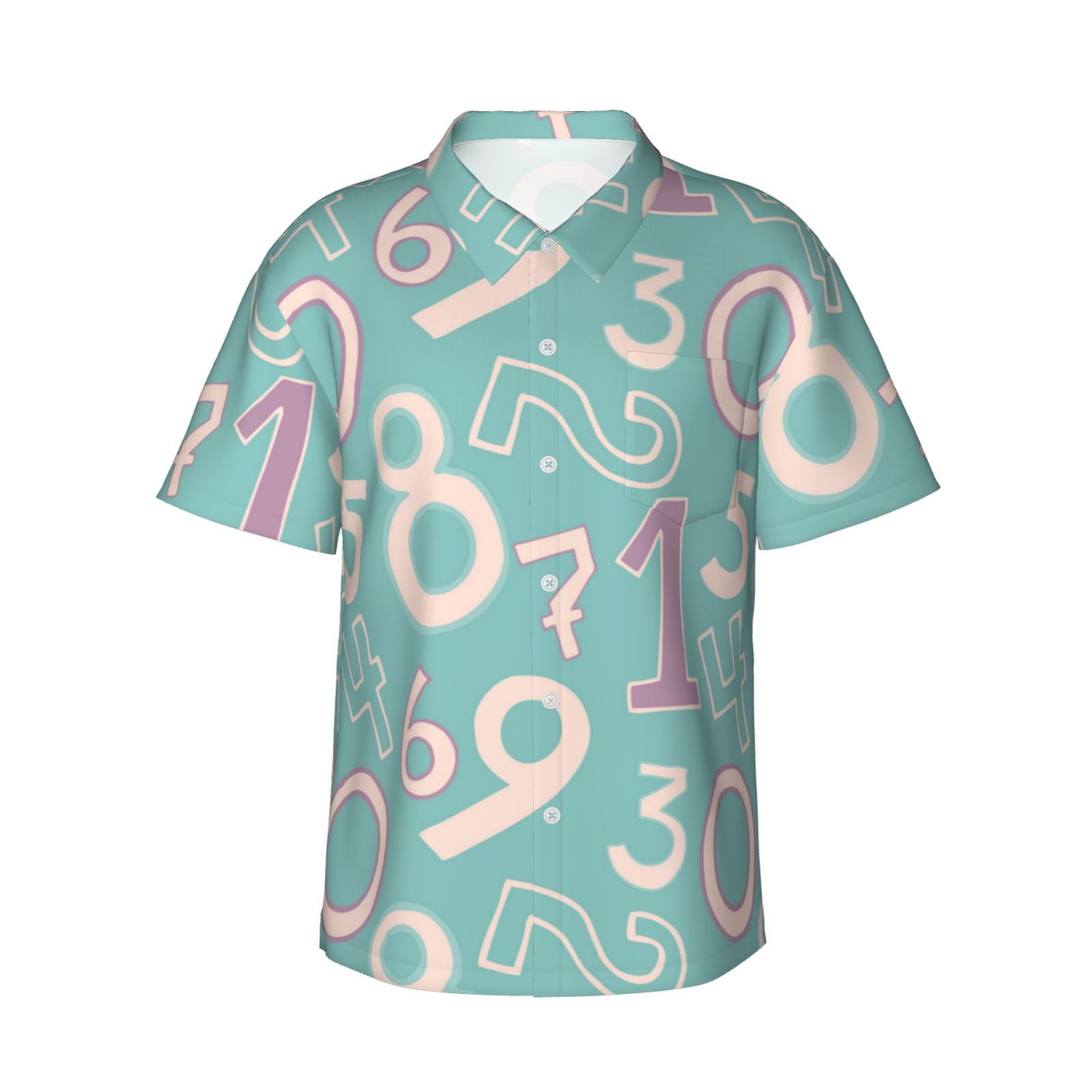 Hawaiian Shirt For Men, Green Math Numbers Mens Button Down Short ...