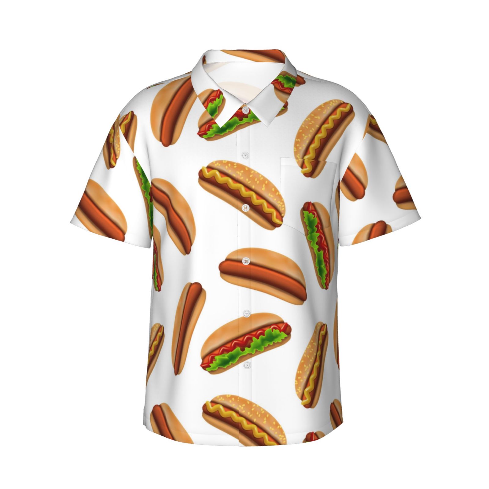 Hawaiian Shirt For Men, Hot Dog Print White Summer Shirts For Men, Mens ...