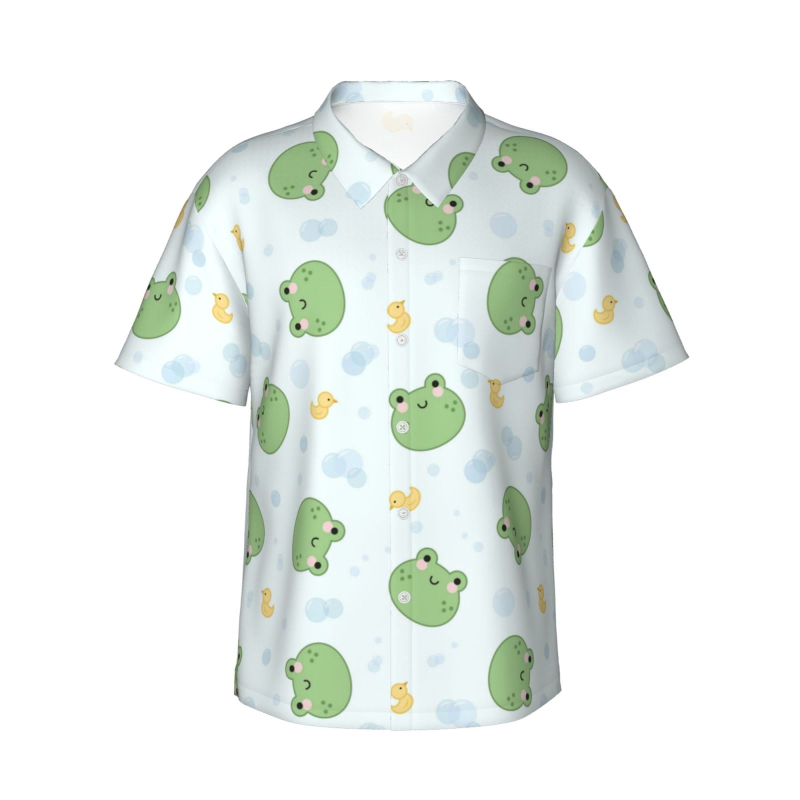 Hawaiian Shirt For Men, Kawaii Frogs Mens Button Down Short Sleeve ...