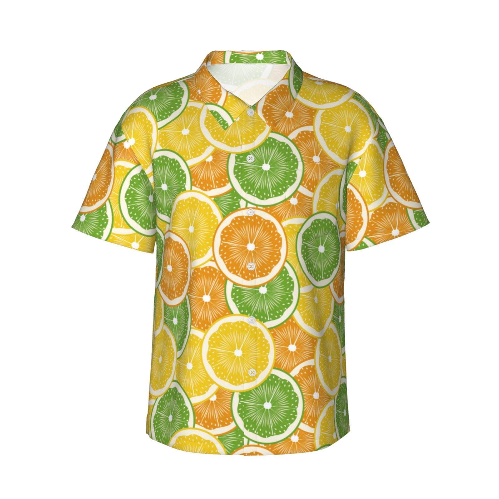 Hawaiian Shirt For Men, Lemon Colorful Print Mens Button Down Short ...