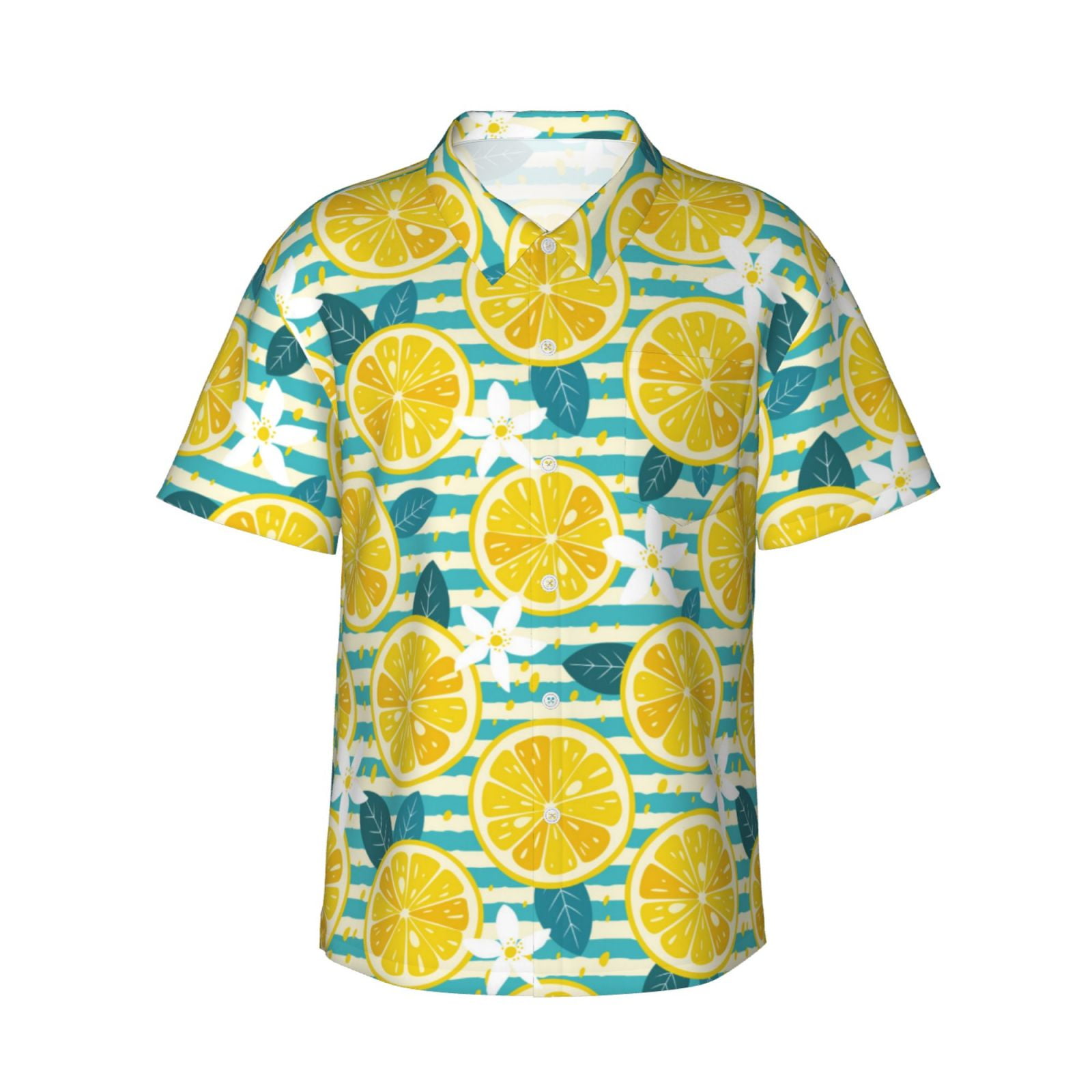 Hawaiian Shirt For Men, Lemon Flower Mens Button Down Short Sleeve ...