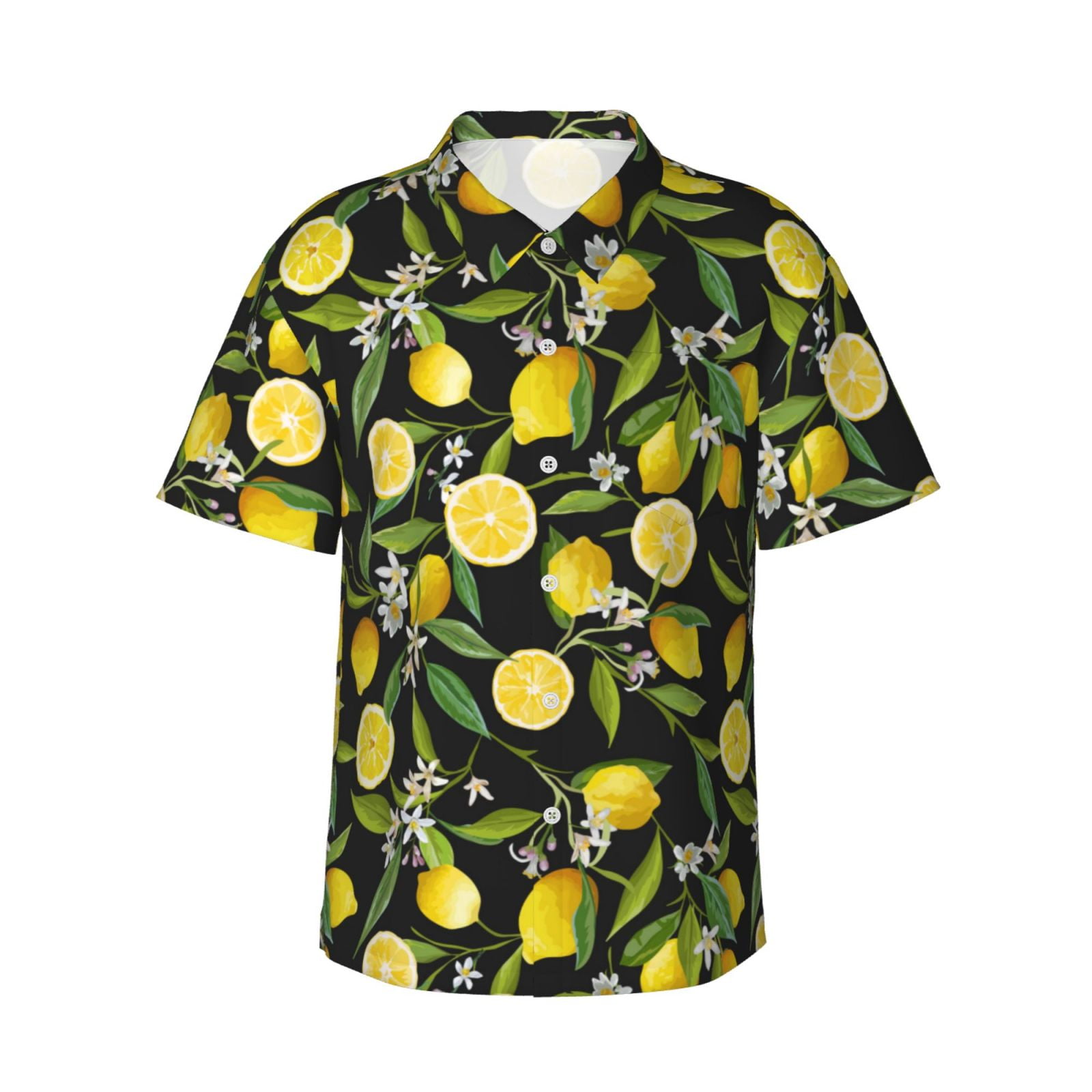 Hawaiian Shirt For Men, Lemon Fruits Flowers Leaves Summer Shirts For ...