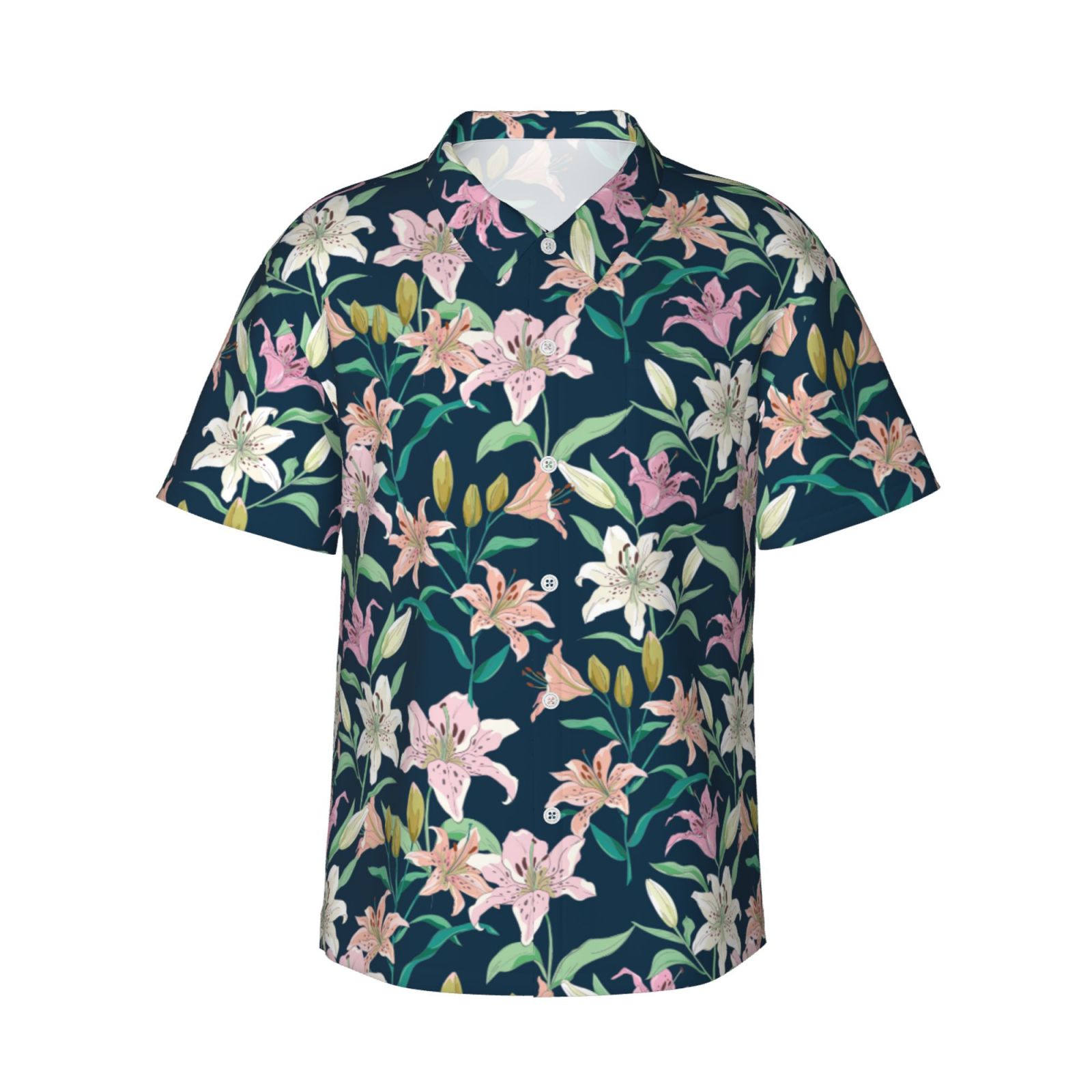 Hawaiian Shirt For Men, Lilies Flowers Gorgeous Pink Summer Shirts For ...