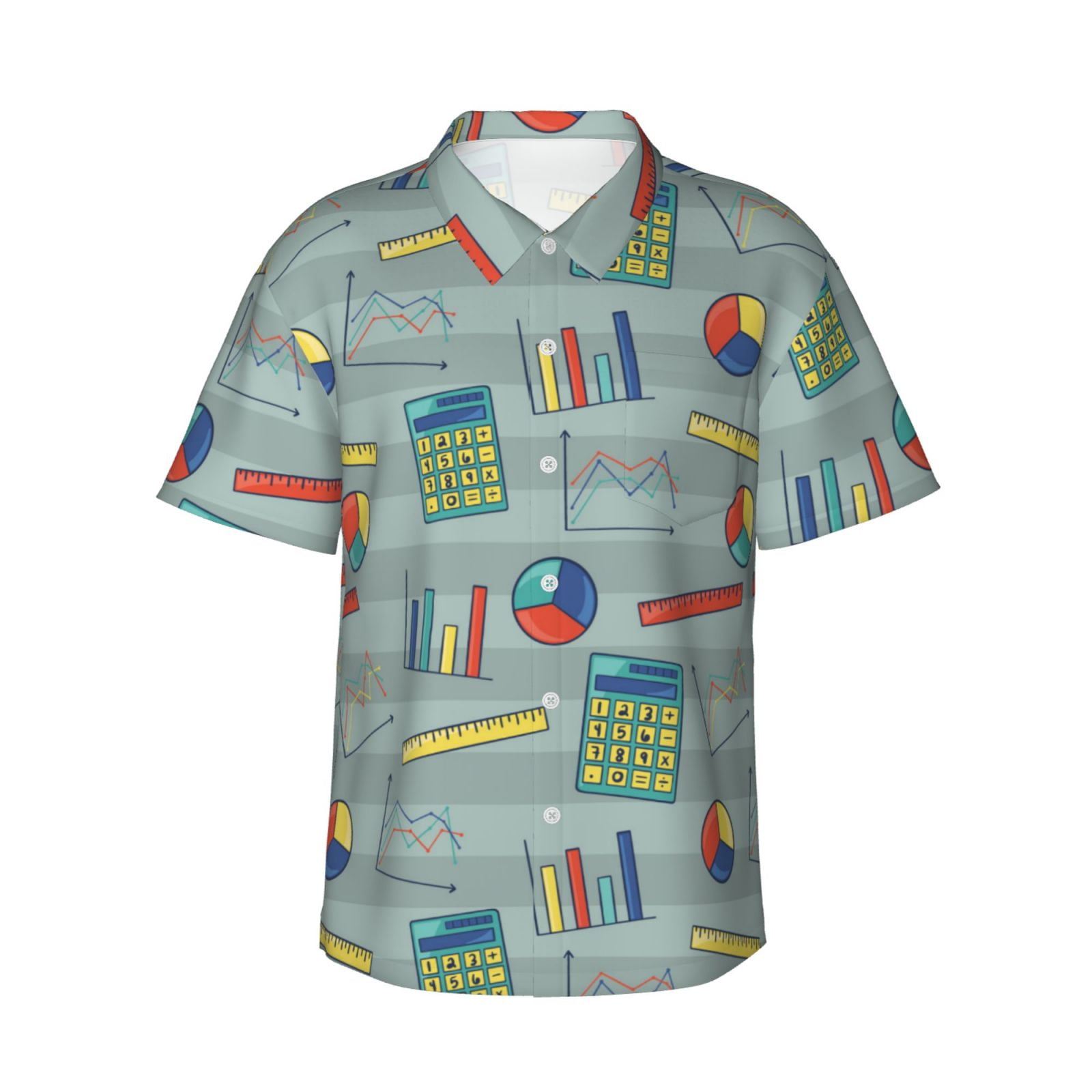 Hawaiian Shirt For Men, Math Print Ruler Calculator Summer Shirts For ...