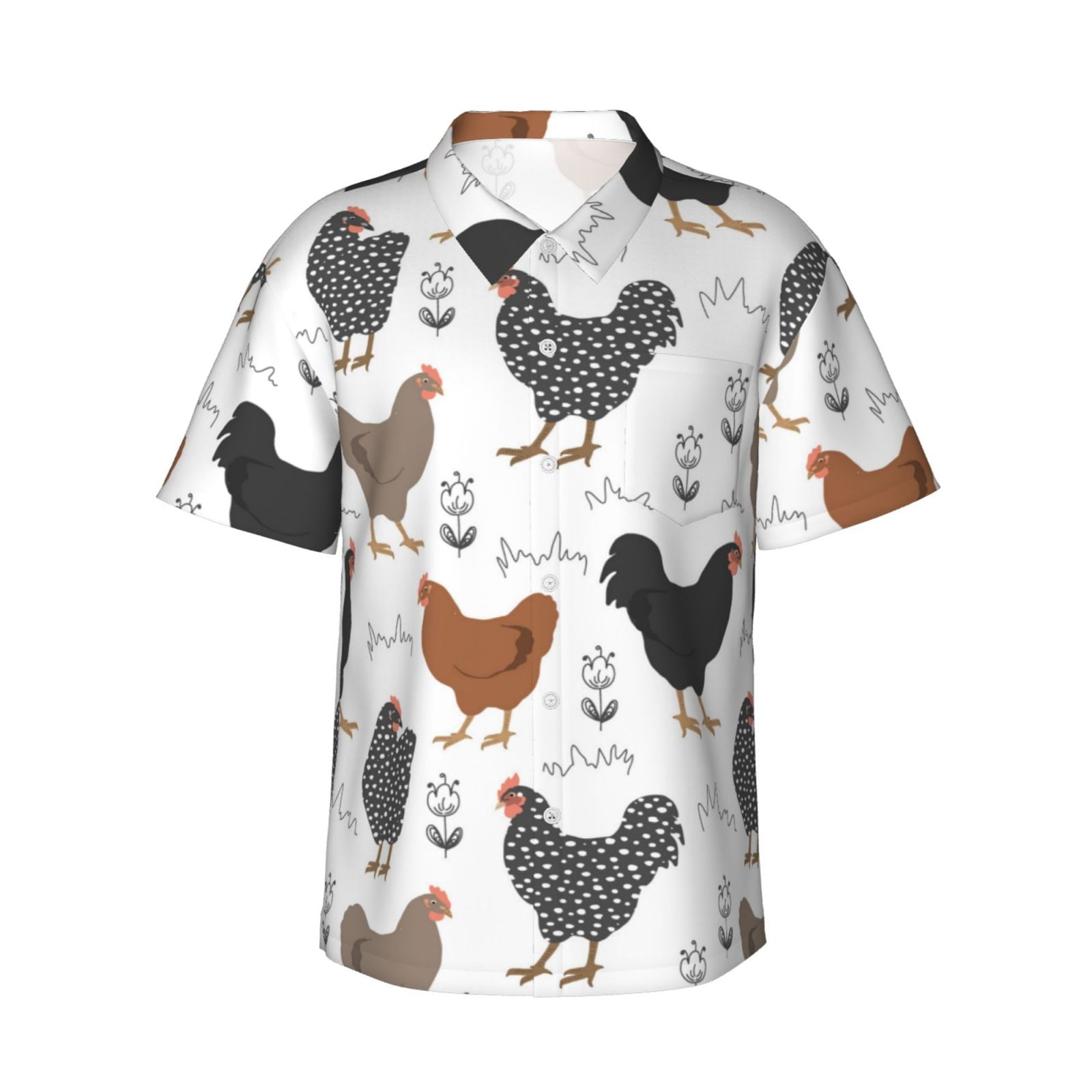 Hawaiian Shirt For Men - Modern Cartoon Cute Chicken_A Casual Short ...