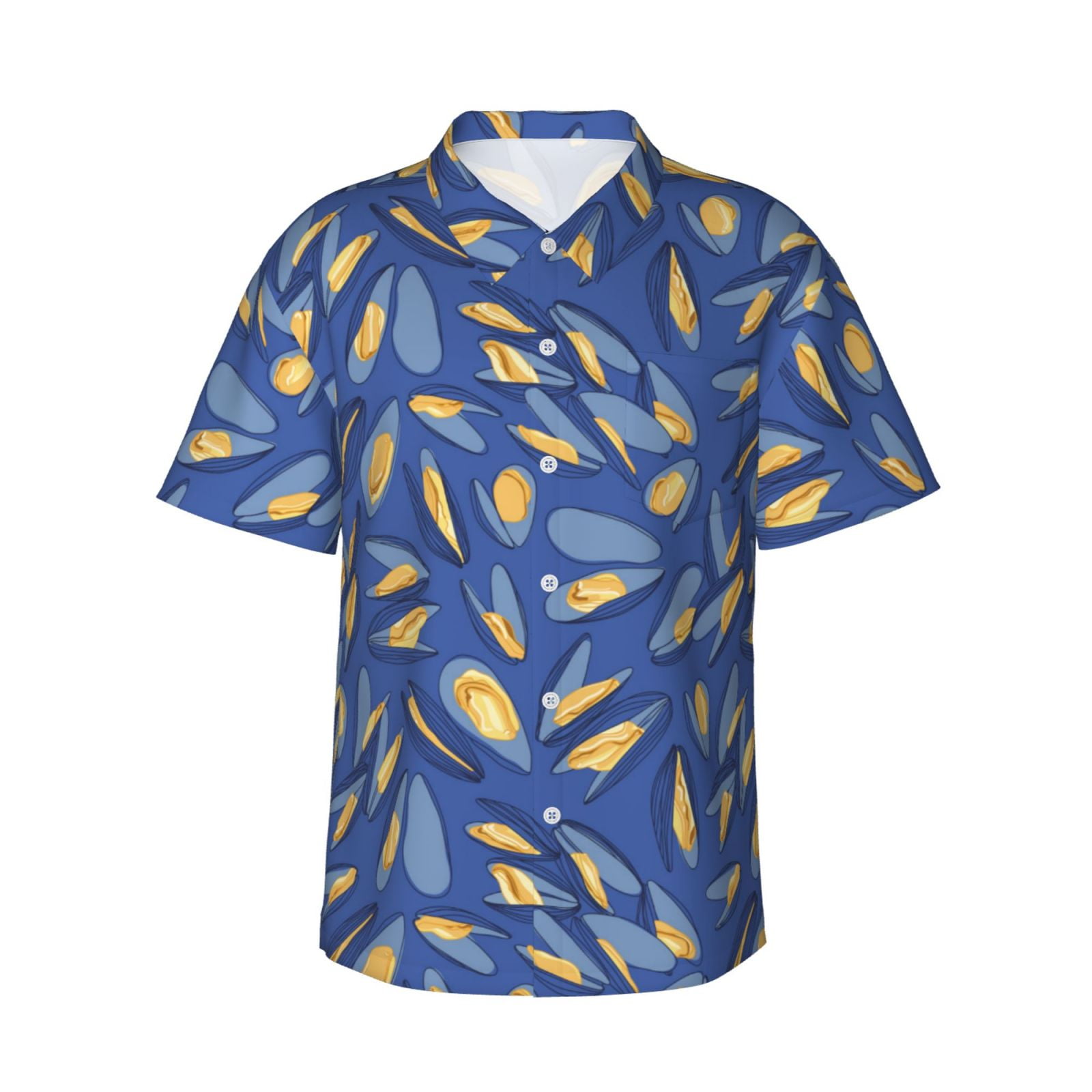 Hawaiian Shirt For Men, Orange Shells Summer Shirts For Men, Mens ...