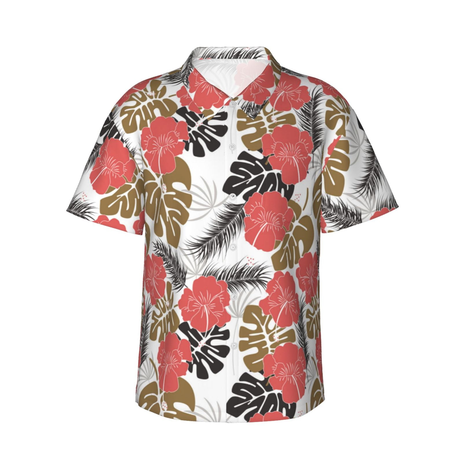 Hawaiian Shirt For Men, Pink Banana Leaves Casual Summer Beach Shirts ...