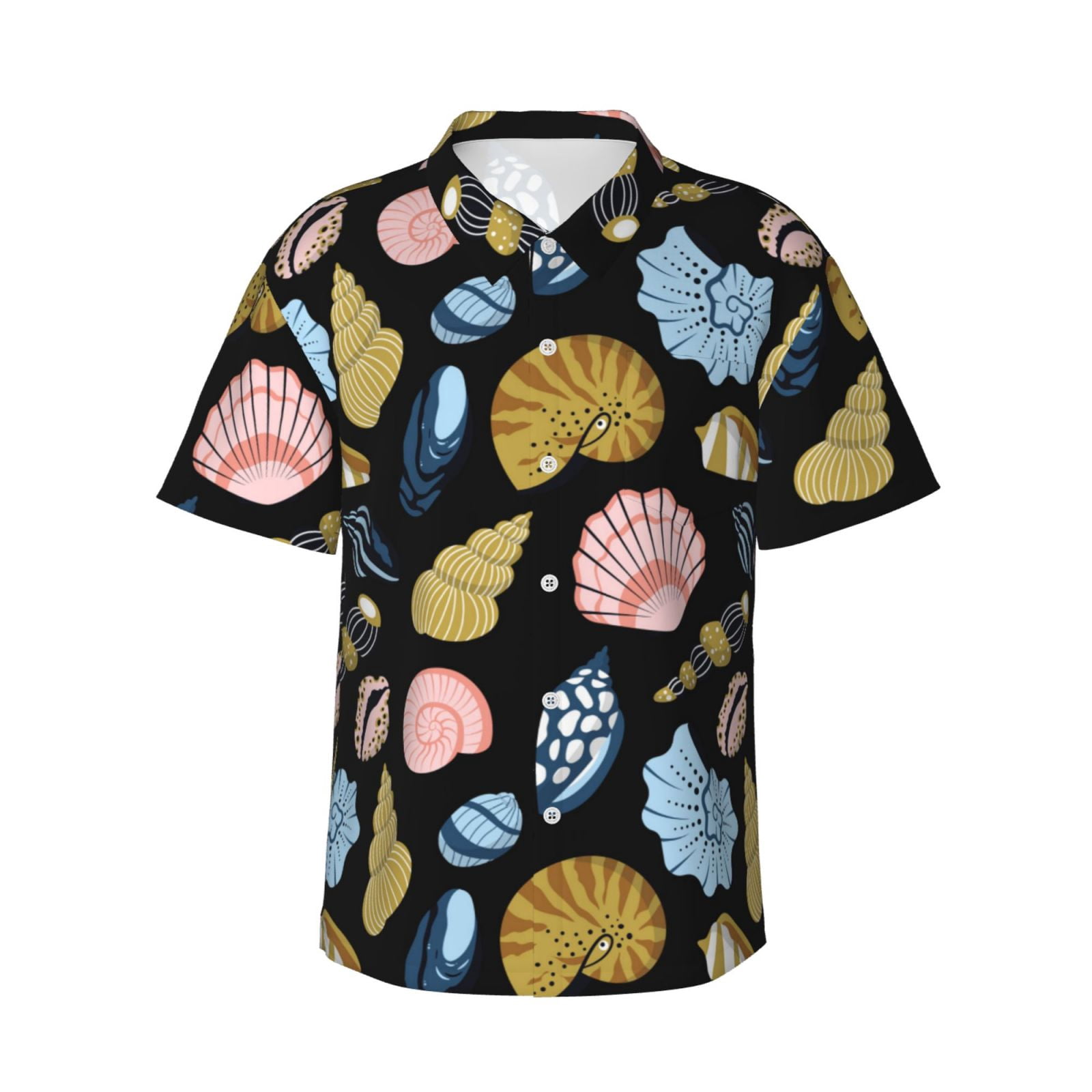 Hawaiian Shirt For Men, Pink Gold Blue Shell Conch Mens Button Down ...