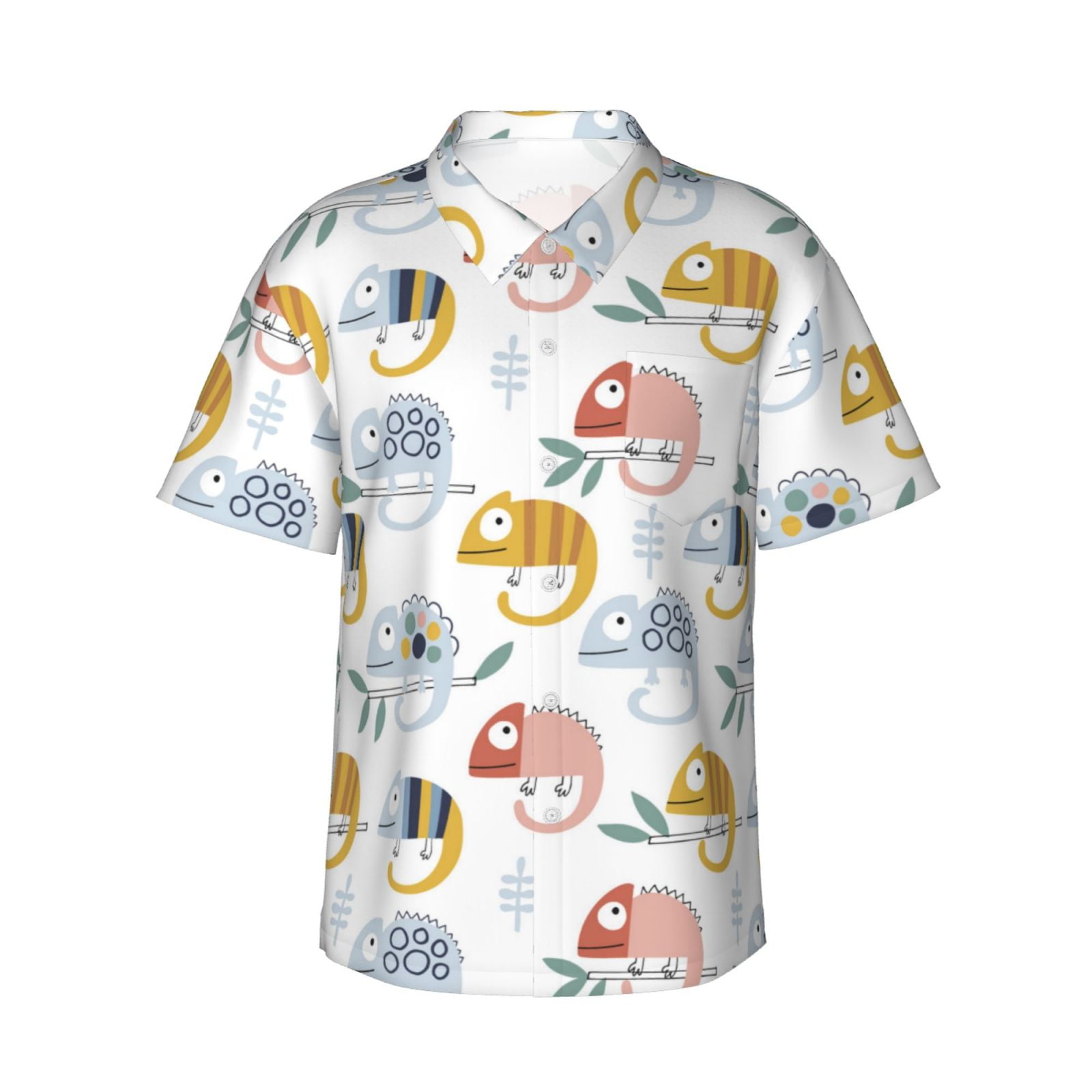 Hawaiian Shirt For Men - Q Version Cute Chameleon Lizard Casual Short ...
