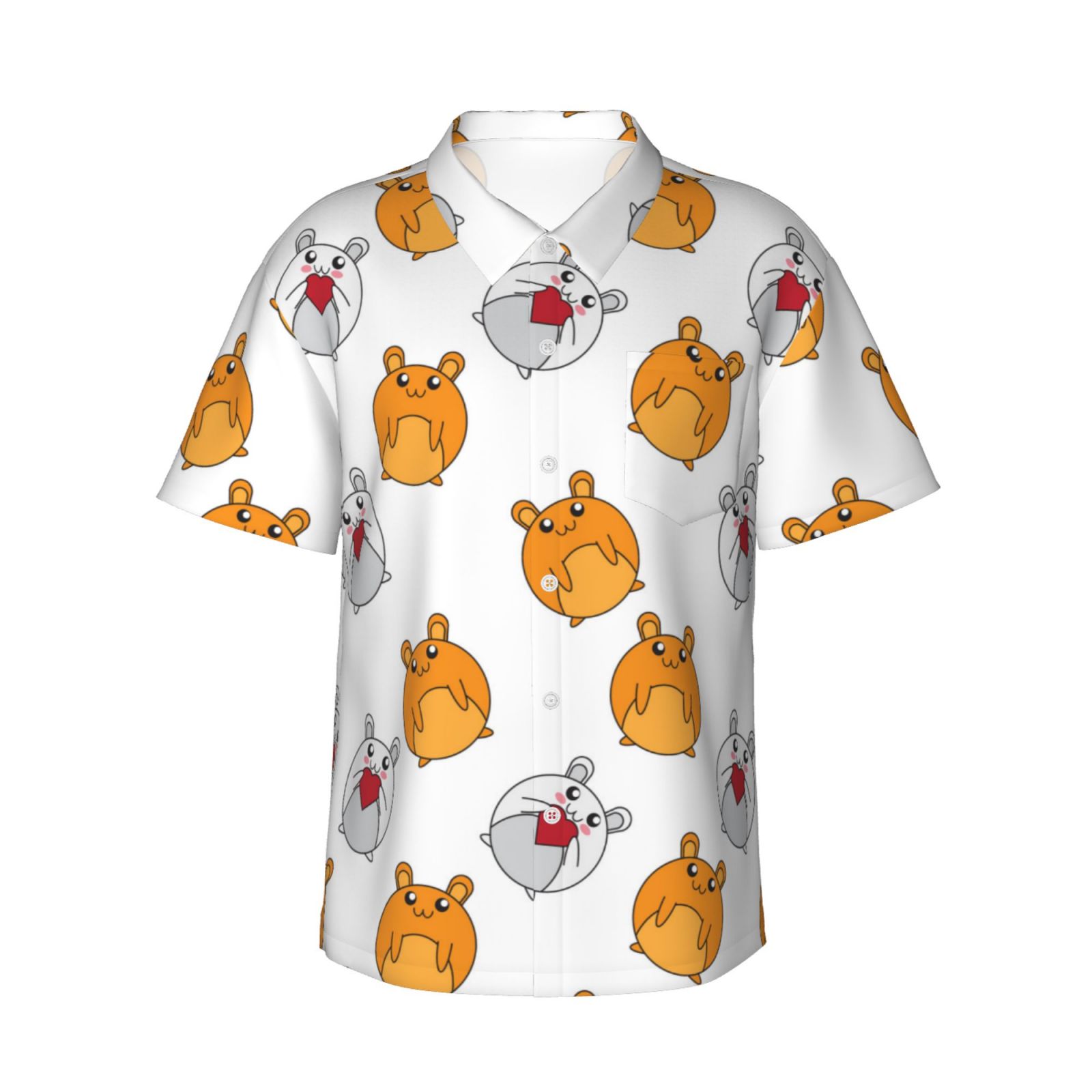 Hawaiian Shirt For Men - Q Version Of Cute Hamster Love Casual Short ...