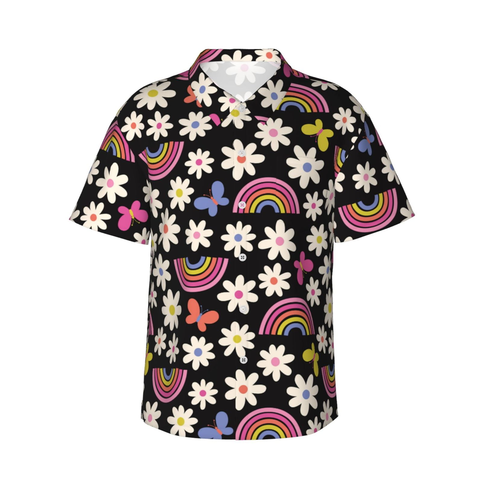 Hawaiian Shirt For Men, Rainbow Flowers Summer Shirts For Men, Mens ...