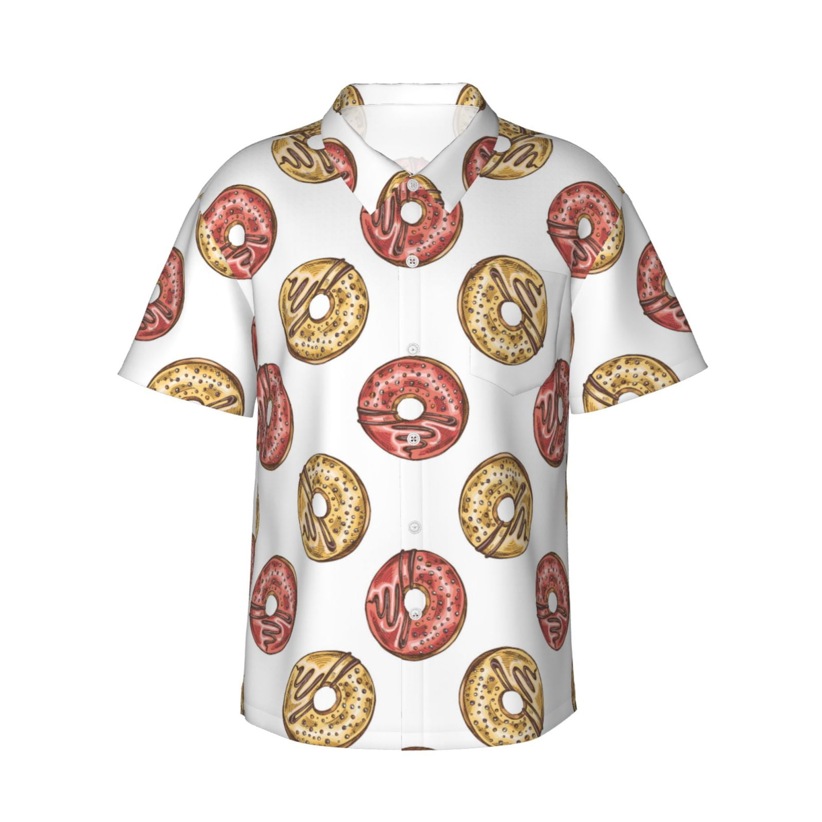 Hawaiian Shirt For Men, Simple Donut Print Mens Button Down Short ...