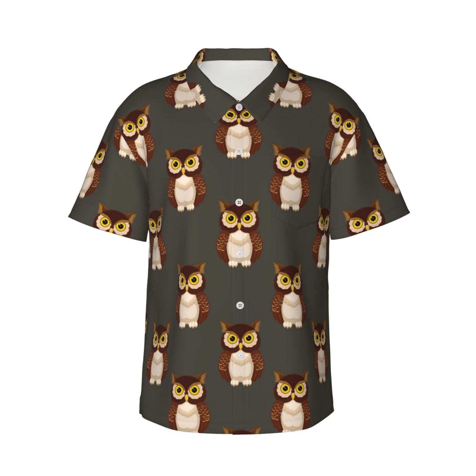 Hawaiian Shirt For Men, Simple Owl Prints Casual Summer Beach Shirts ...