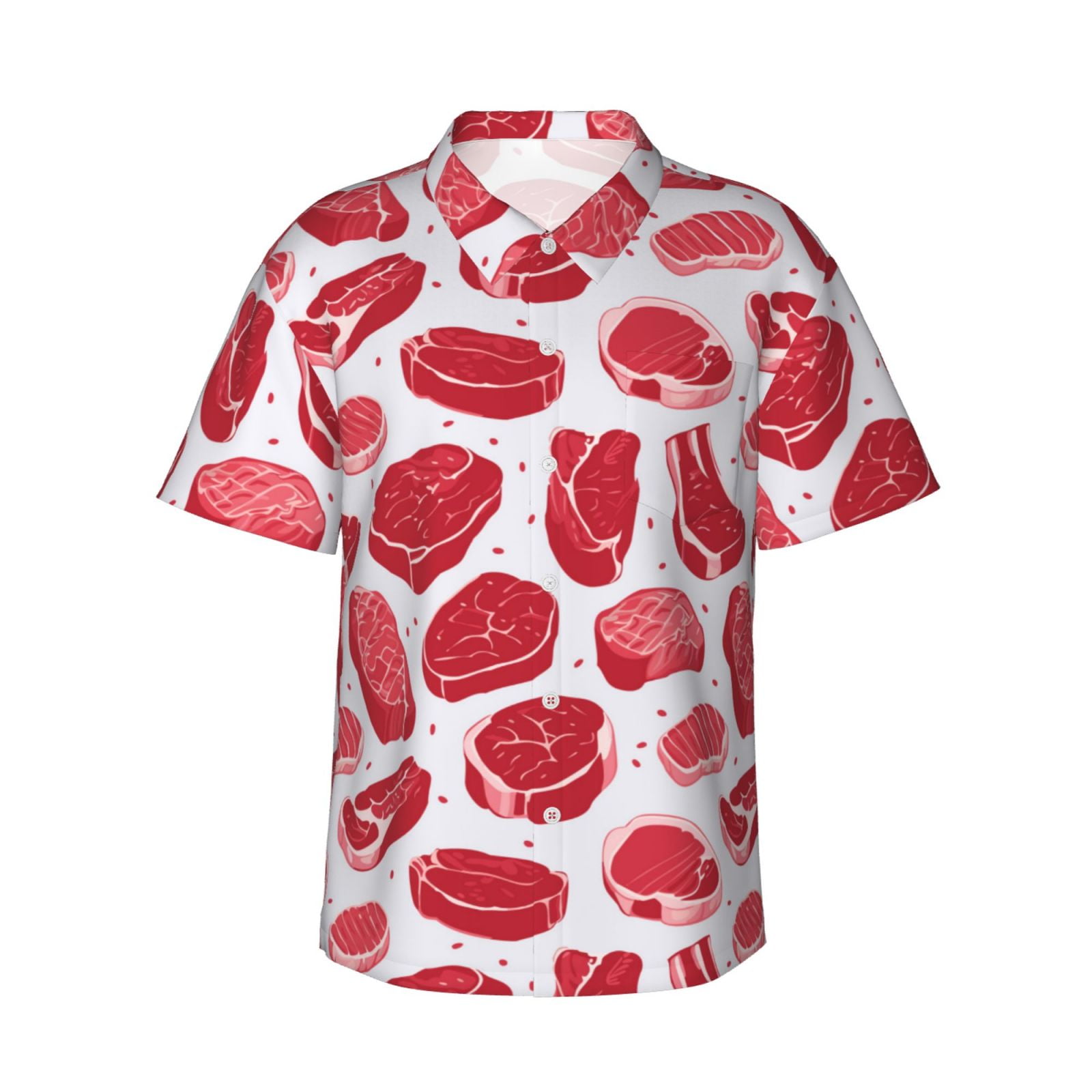 Hawaiian Shirt For Men, Steak Pattern Mens Button Down Short Sleeve ...