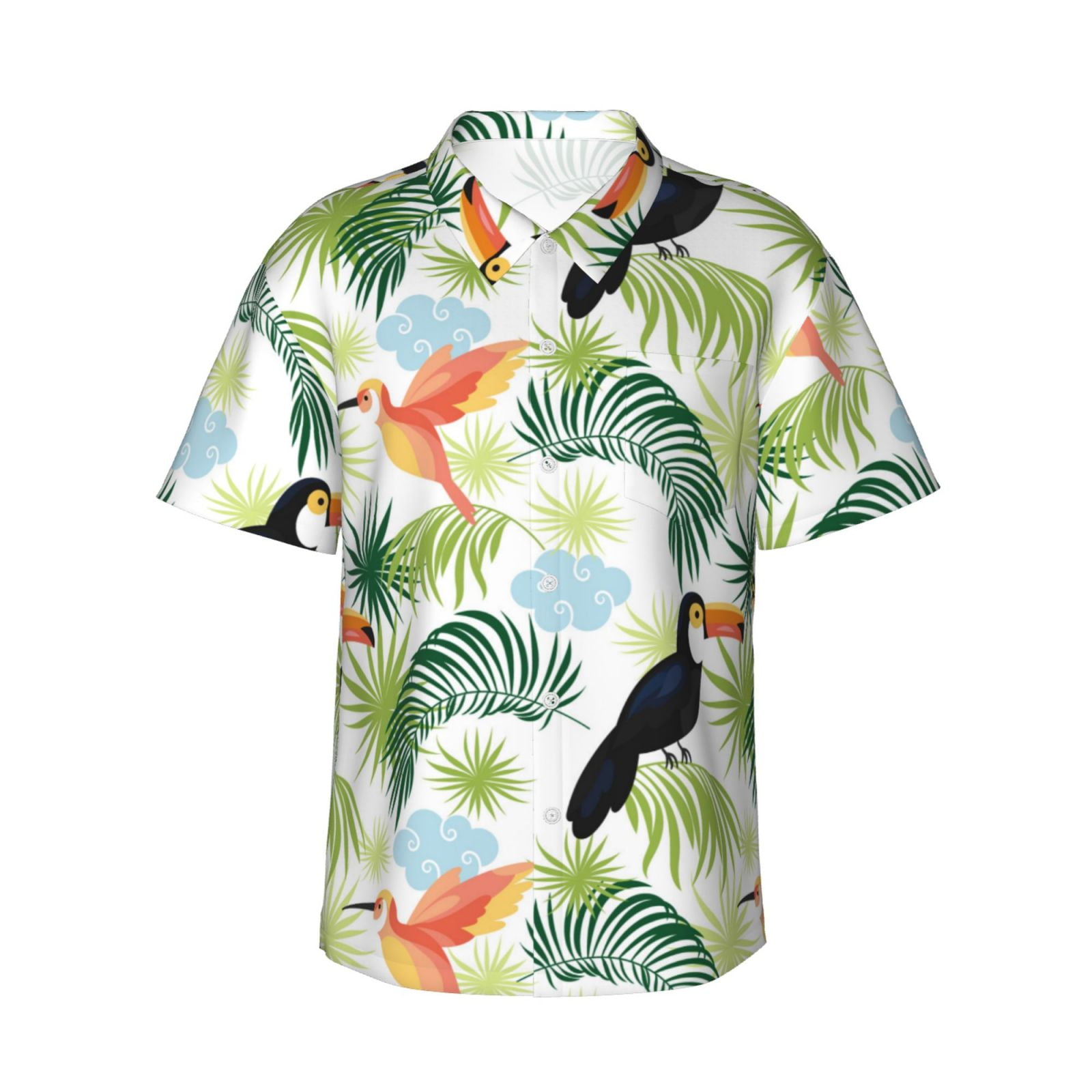 Hawaiian Shirt For Men, Toucan And Hummingbird Mens Button Down Short ...