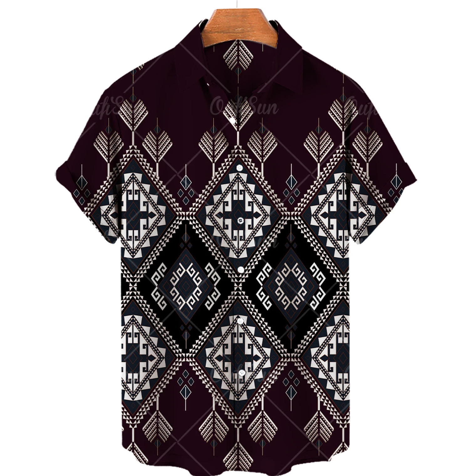 Hawaiian Shirt For Men Trend Cashew Flower Geometric 3D Printed Casual ...