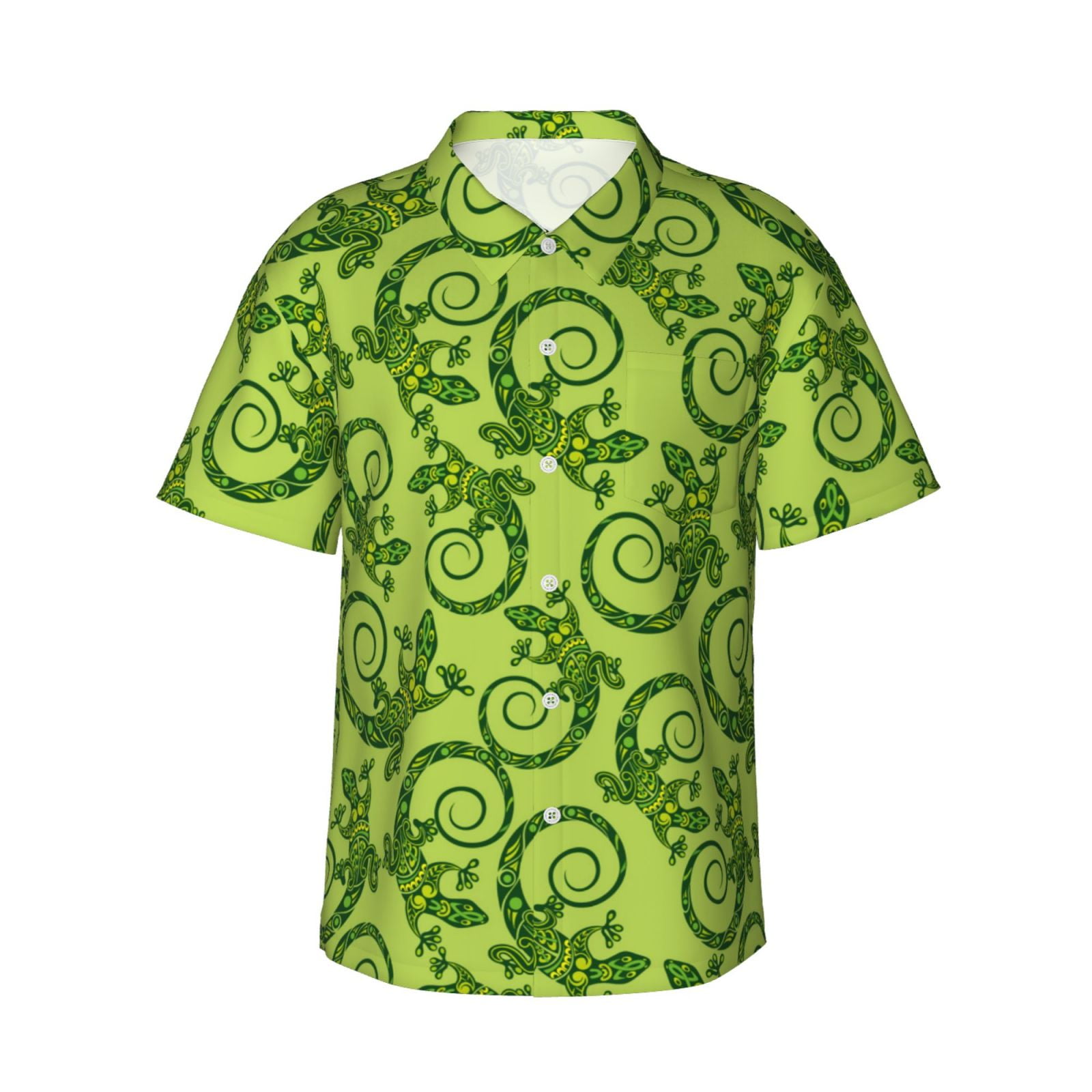 Hawaiian Shirt For Men, Tropical Cute Lizard Gecko Green Summer Shirts ...