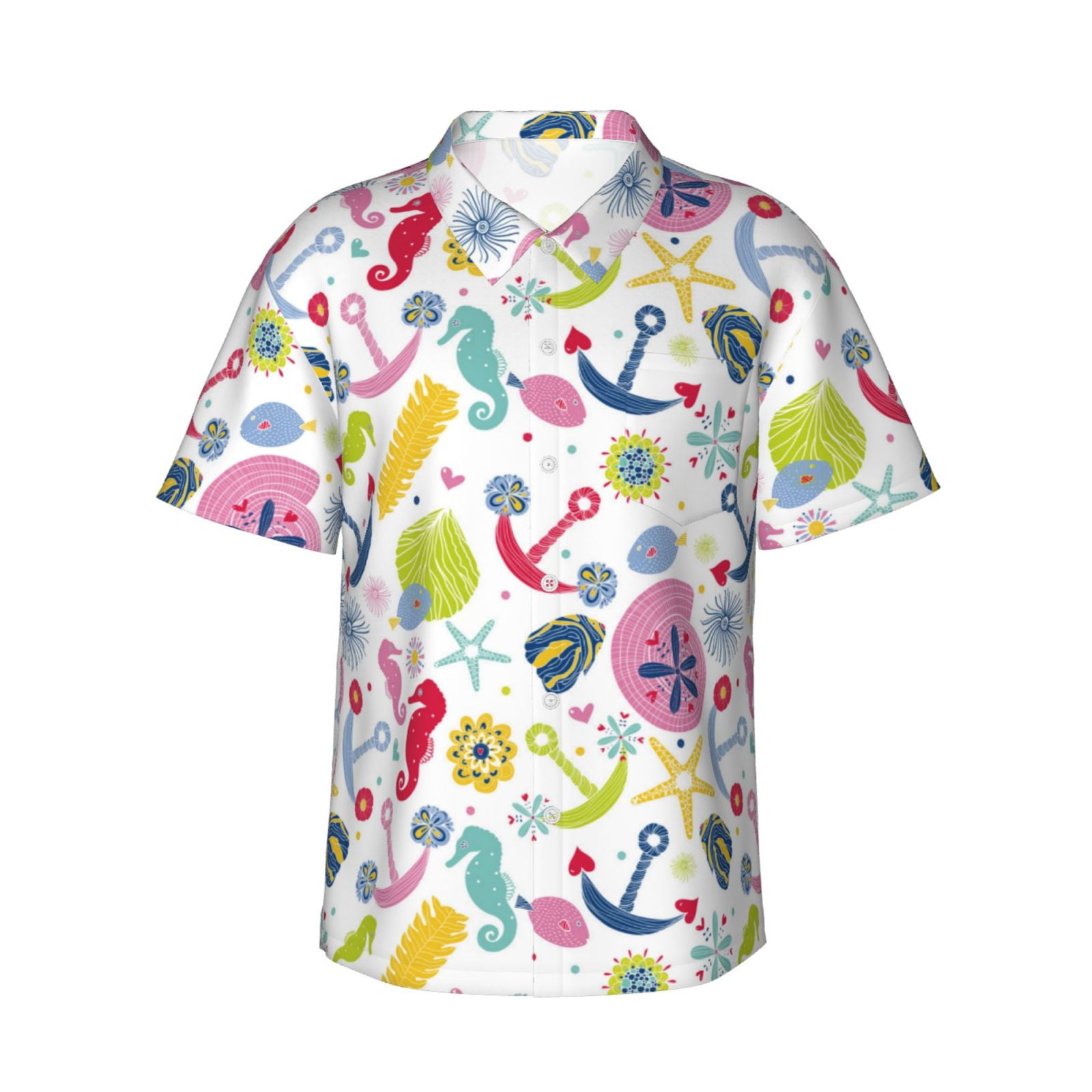 Hawaiian Shirt For Men, Undersea Seahorse Mens Button Down Short Sleeve ...