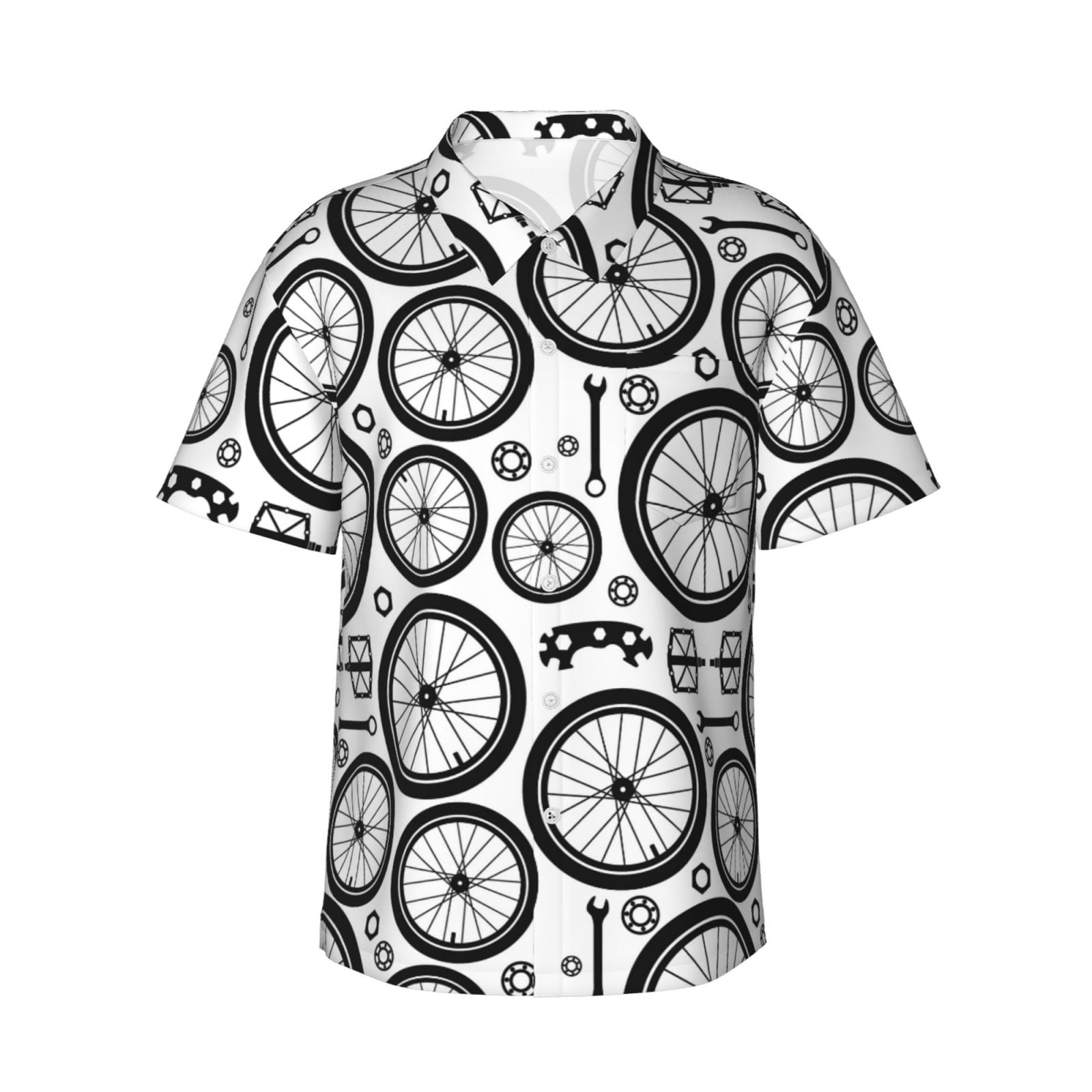 Hawaiian Shirt For Men, Vintage Bike Wheel Pattern Summer Shirts For ...