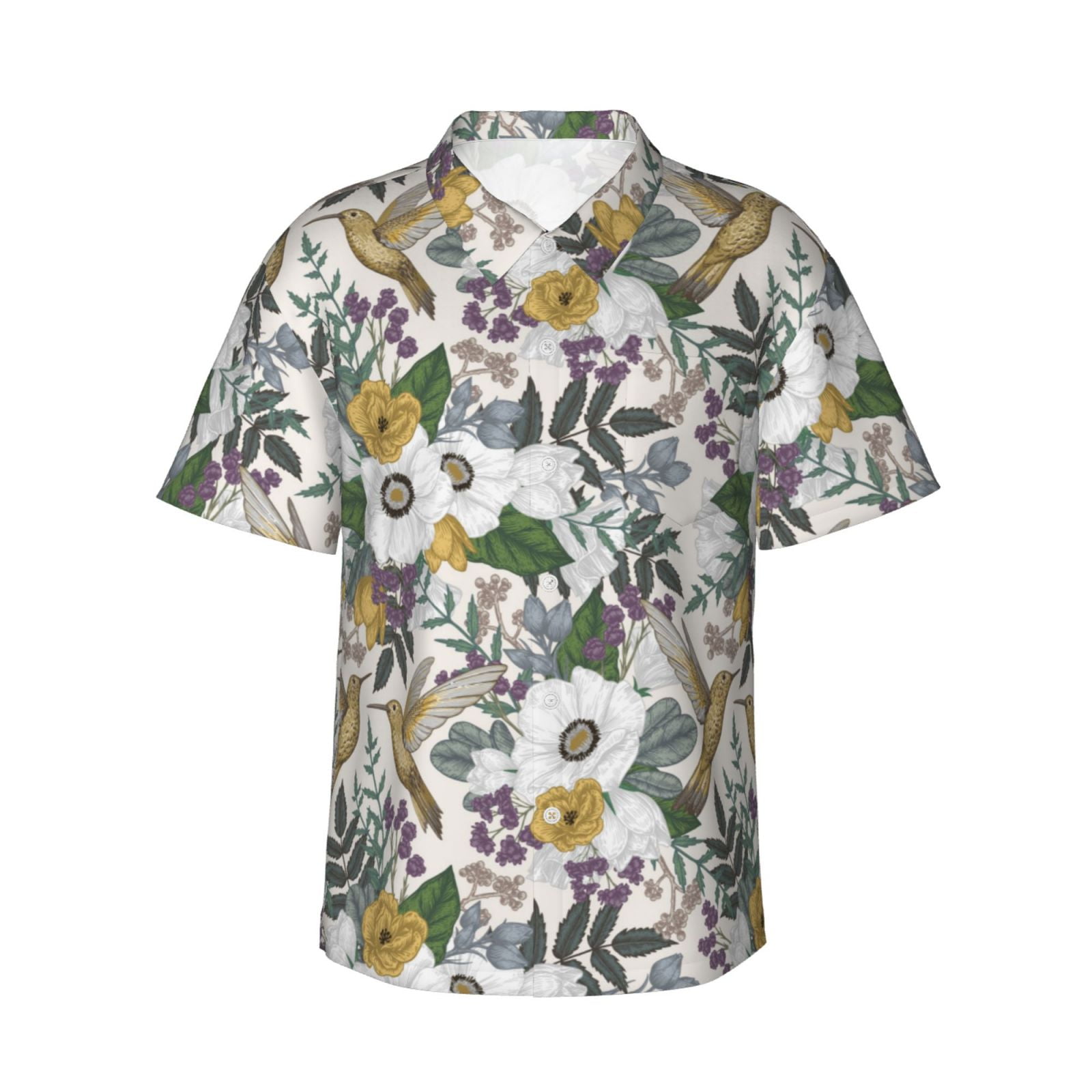 Hawaiian Shirt For Men, Vintage Hummingbird Flower Summer Shirts For ...