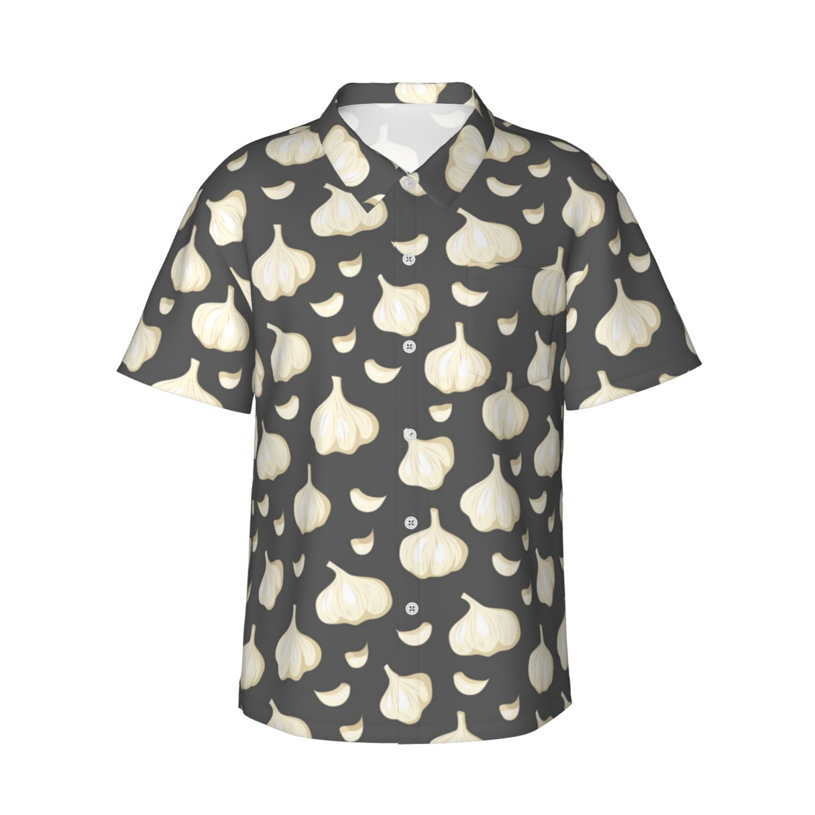 Hawaiian Shirt For Men, White Garlic Pattern Summer Shirts For Men ...