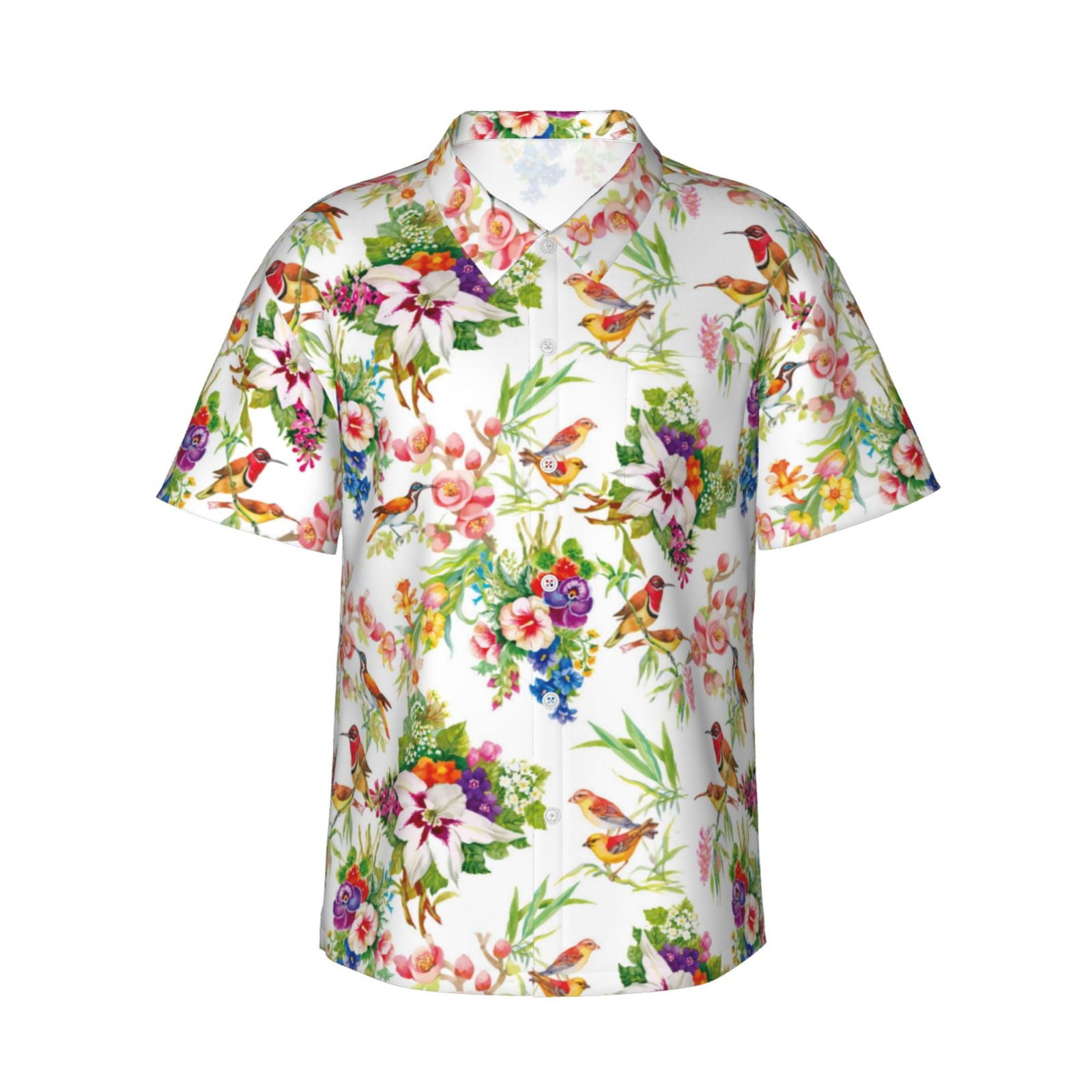 Hawaiian Shirt For Men, Wild Exotic Birds And Flowers Mens Button Down ...