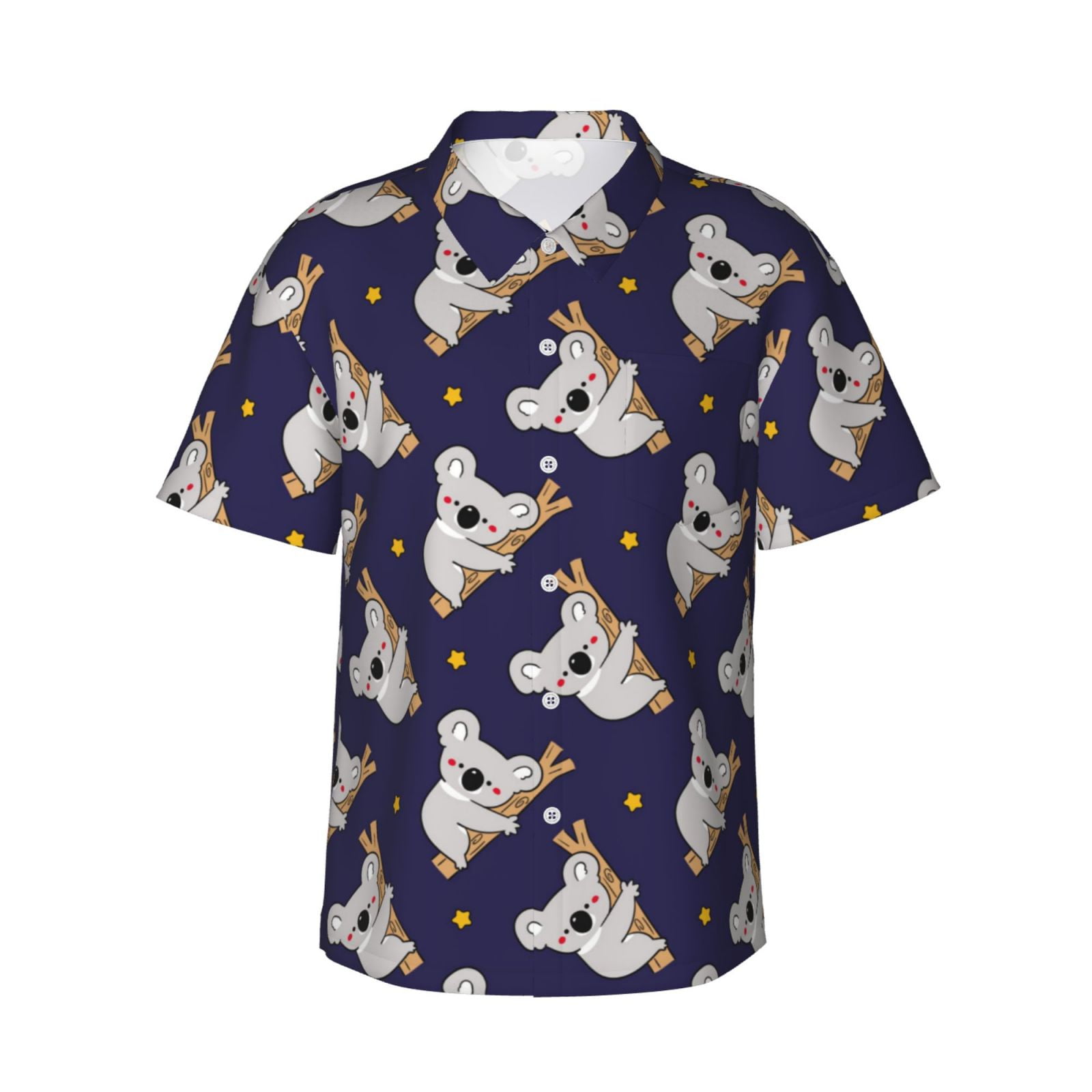 Hawaiian Shirt For Men, Yellow Stars Gray Koala Casual Summer Beach ...