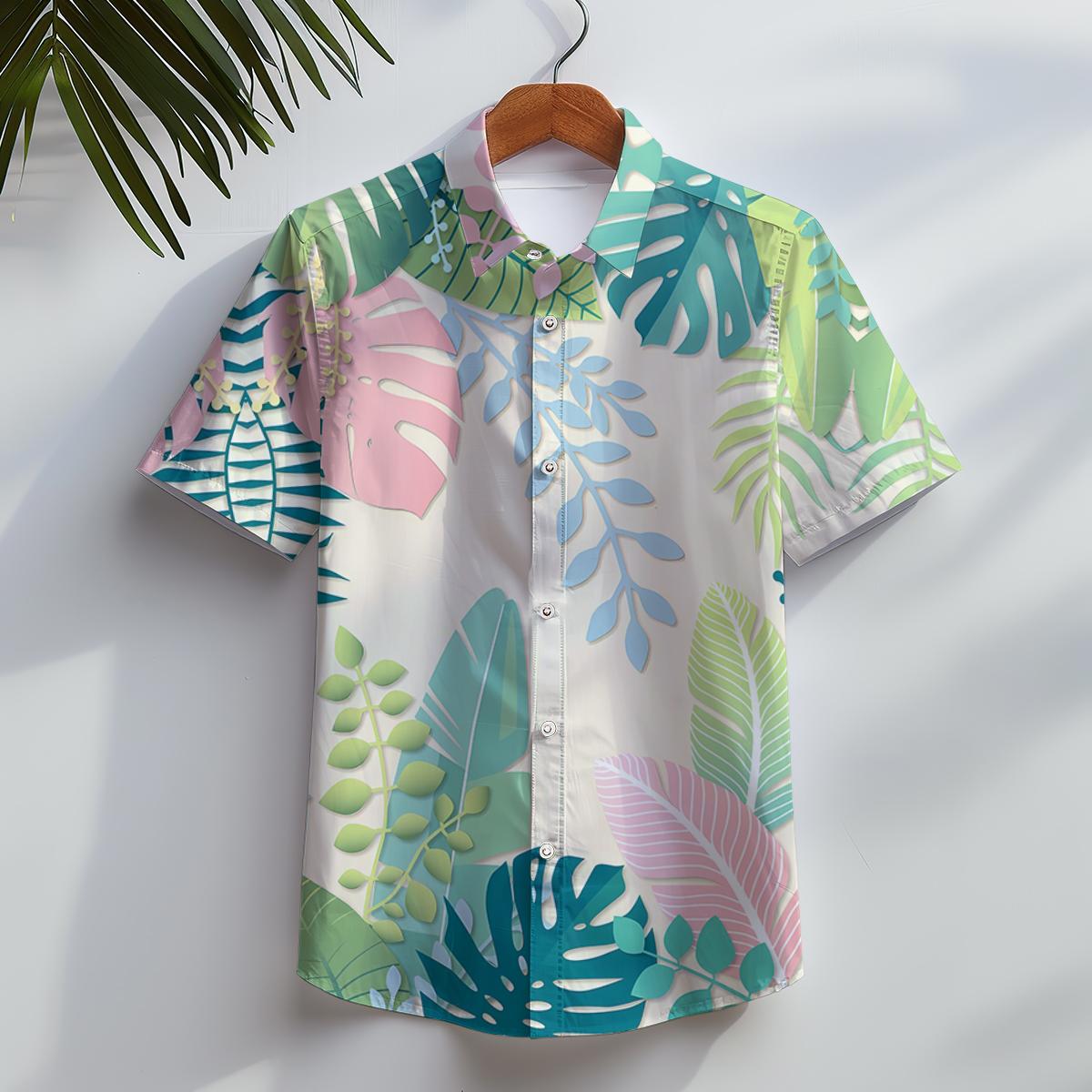 Hawaiian Shirt Men Beach Casual Short Sleeve Button Down Shirts ...