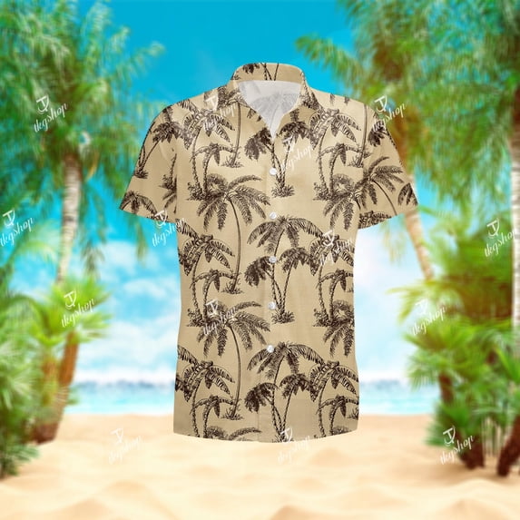 Hawaiian Shirt Men Summer 3d Coconut Tree Printed Shirts Holiday Beach ...