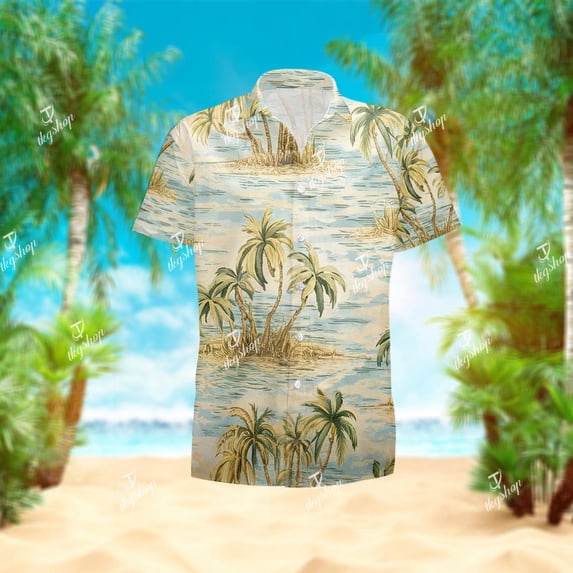 Hawaiian Shirt Men Summer 3d Coconut Tree Printed Shirts Holiday Beach ...