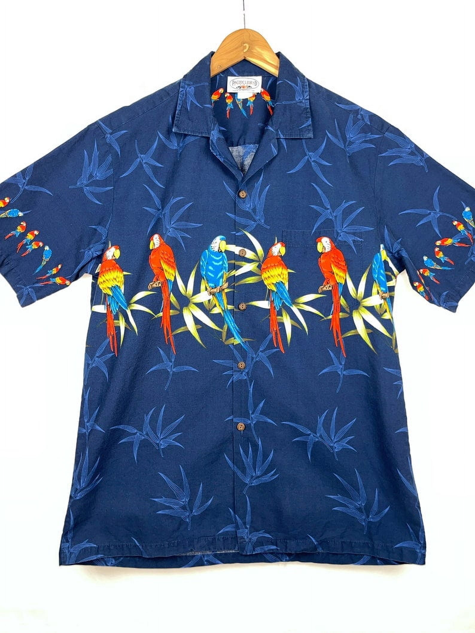 Hawaiian Shirt Mens Large Pacific Legend Parrots Button Down Short ...