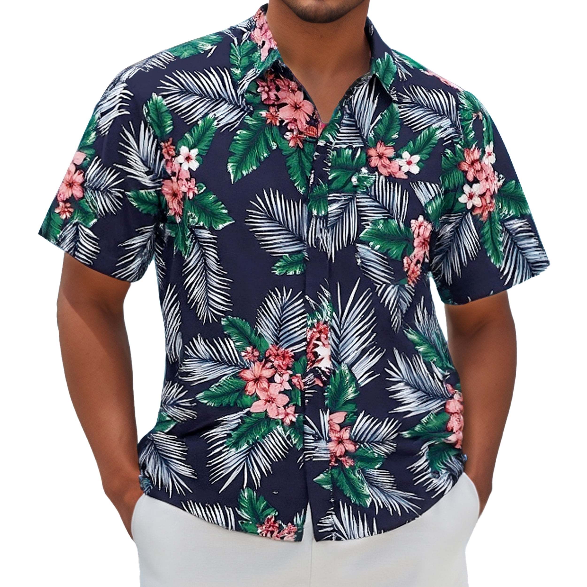 Hawaiian Shirt Summer Short Sleeves Button Down Shirt Beach Dress
