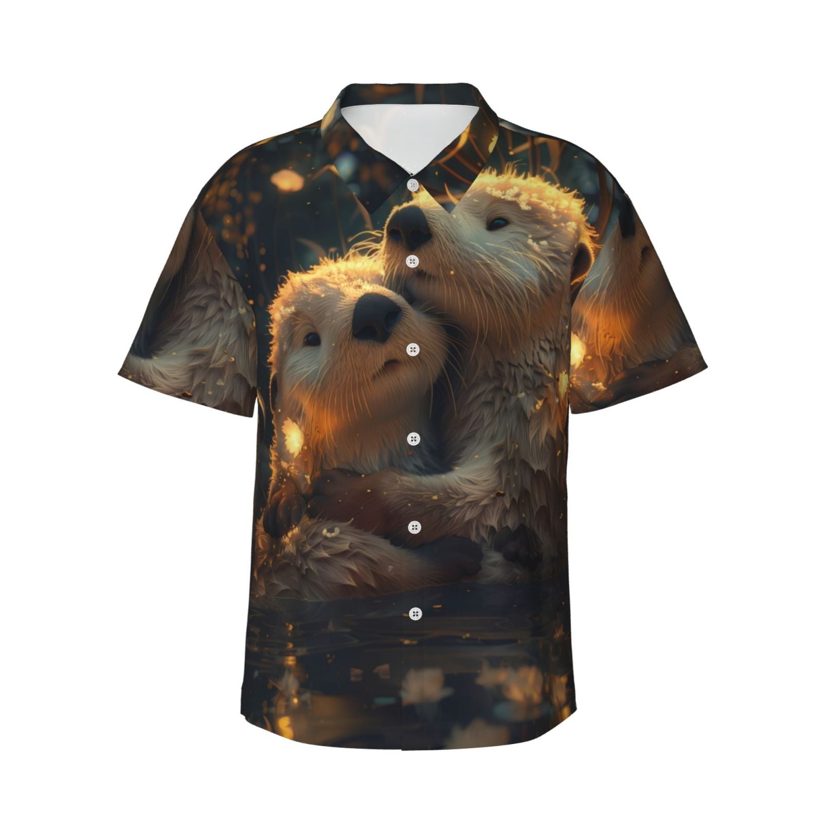 Hawaiian Shirt for Men, Adorable Otter Pair Hug Summer Shirts for Men ...