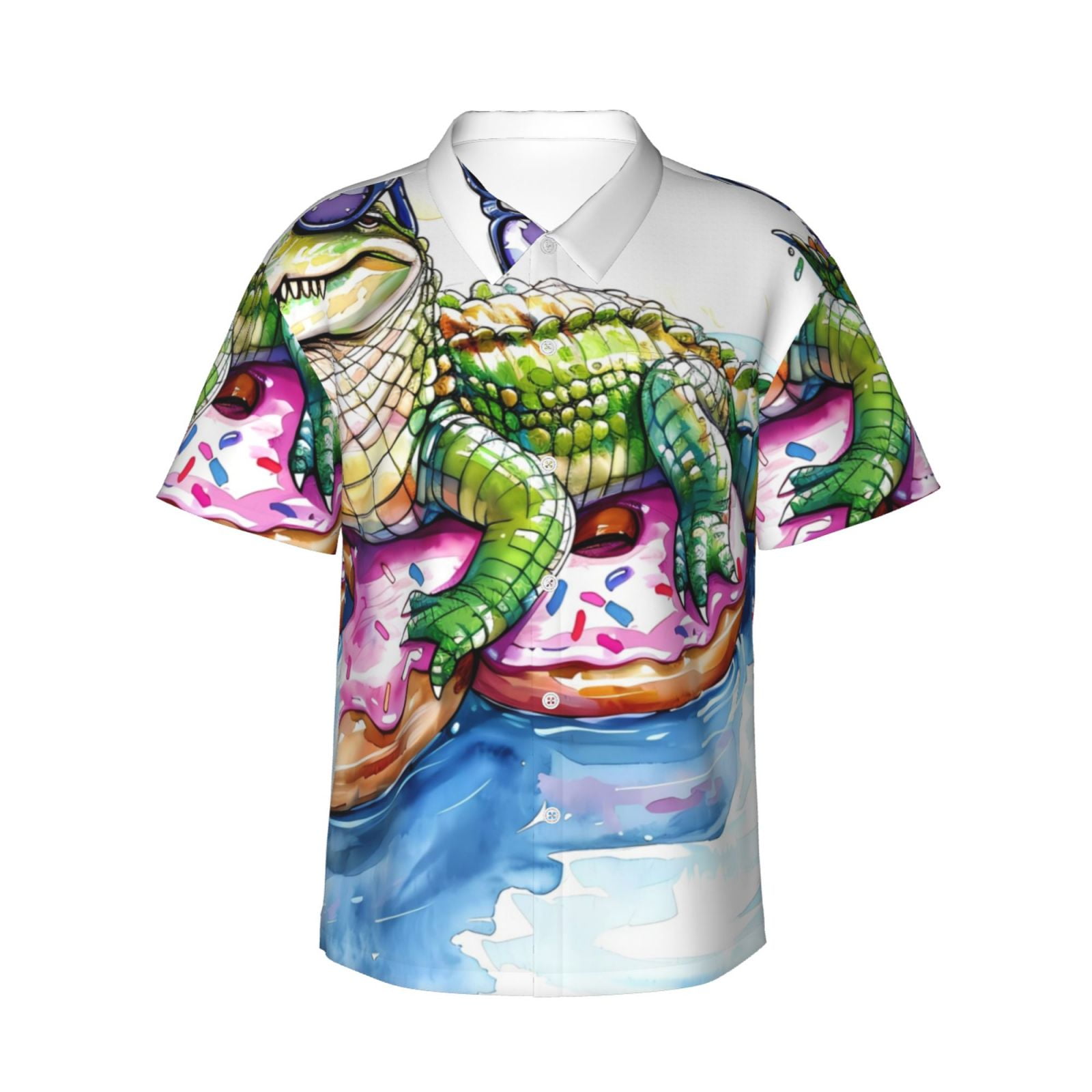 Hawaiian Shirt for Men, Alligator Donut Pool Float Summer Shirts for ...