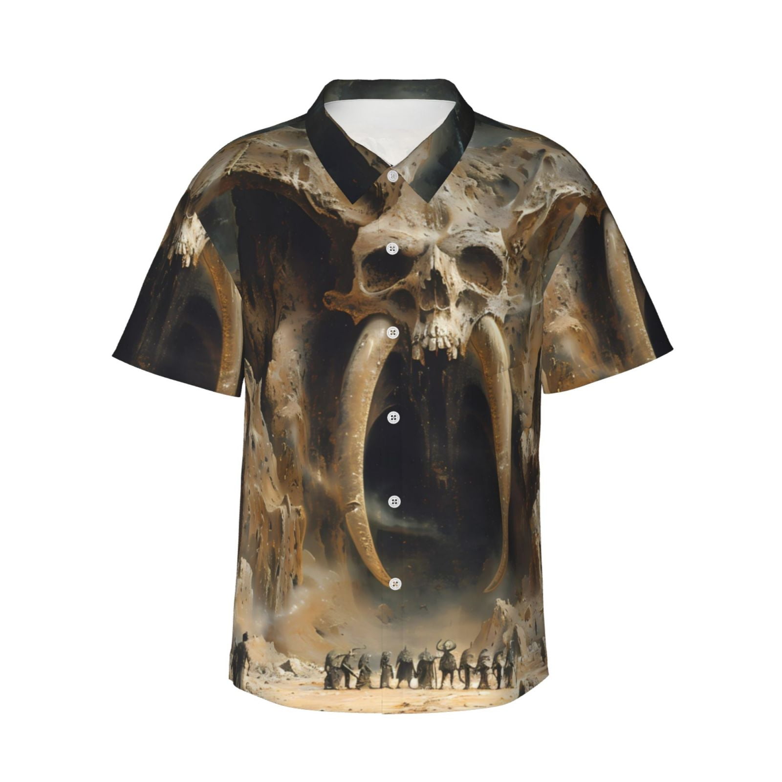 Hawaiian Shirt for Men, Ancient Skull Cave Landscape Summer Shirts for ...