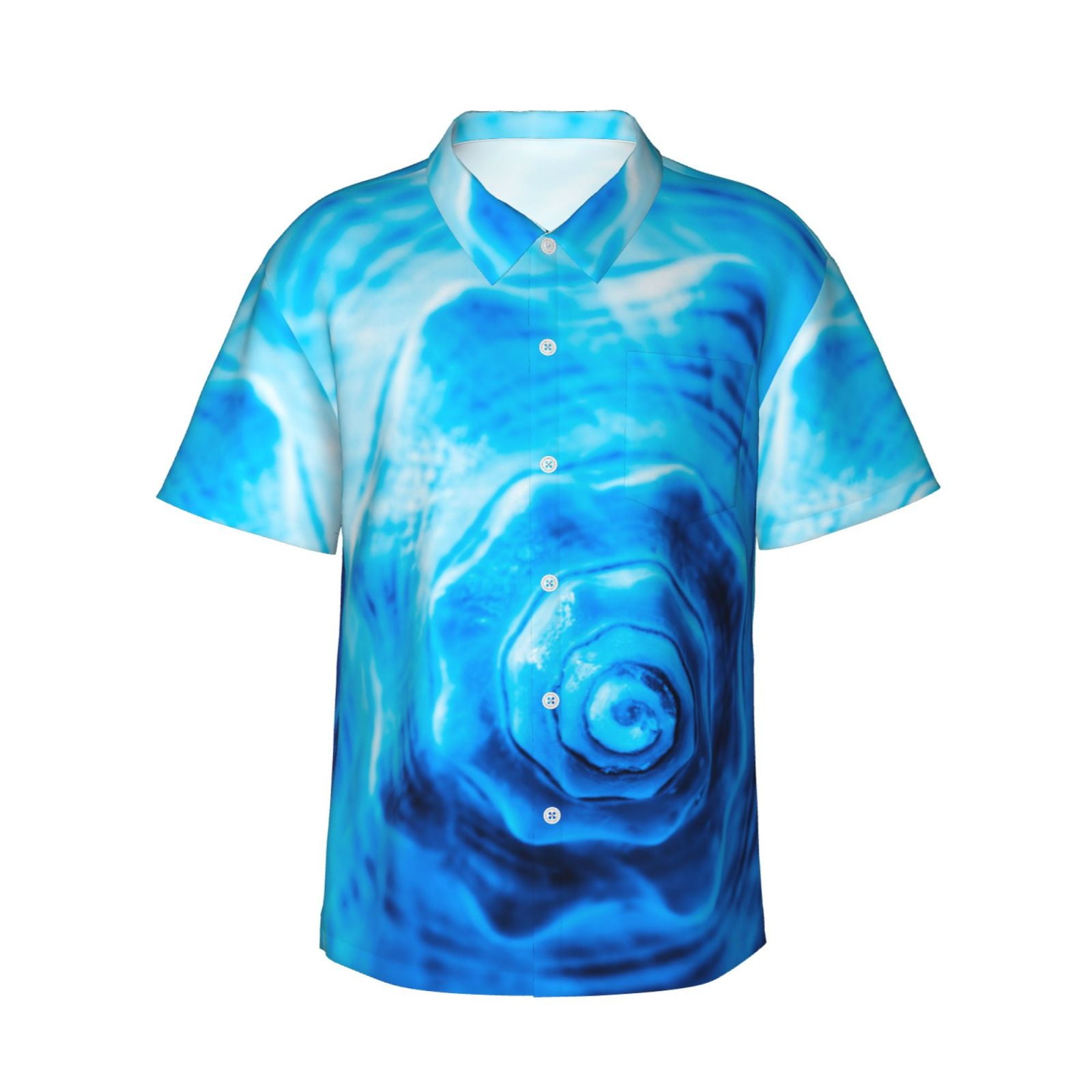 Hawaiian Shirt for Men - Blue Shell Casual Summer Beach Shirts Mens ...