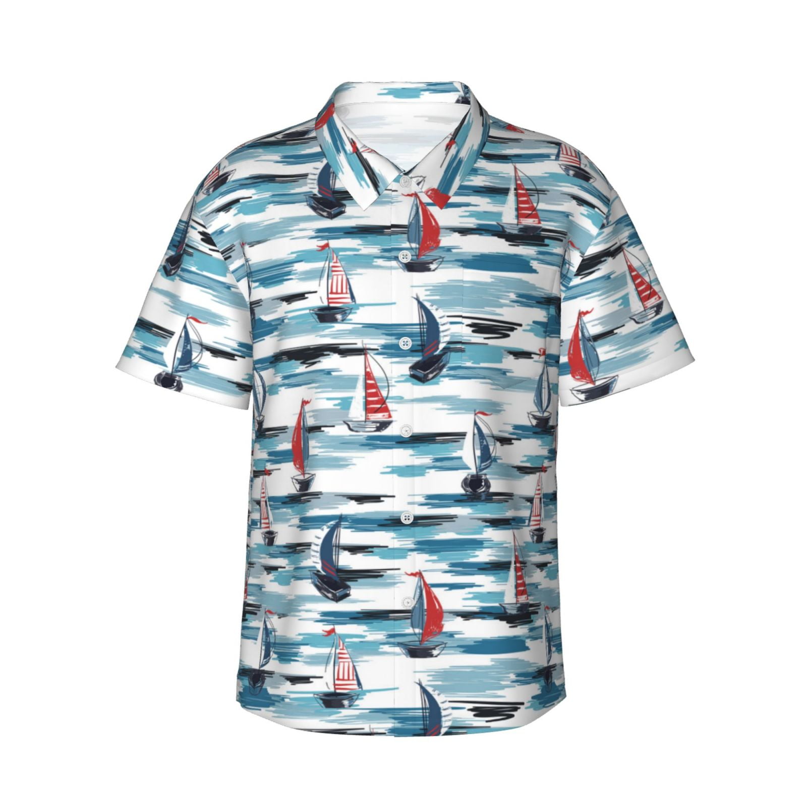 Hawaiian Shirt for Men, Boat In Ocean Summer Shirts for Men, Mens ...