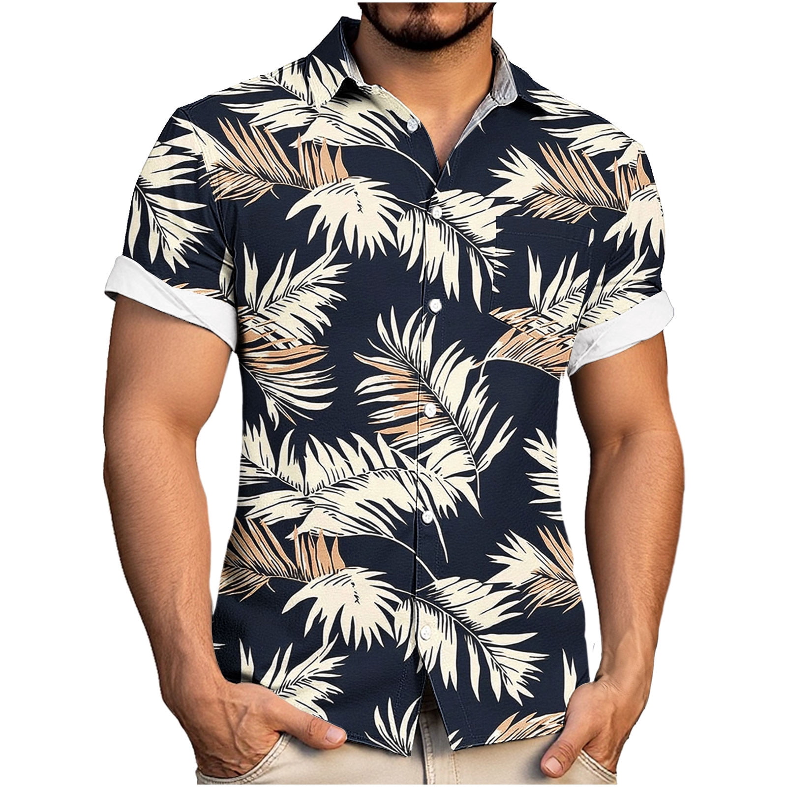Hawaiian Shirt for Men Button Down Funky Cuban Collar Shirt Short ...