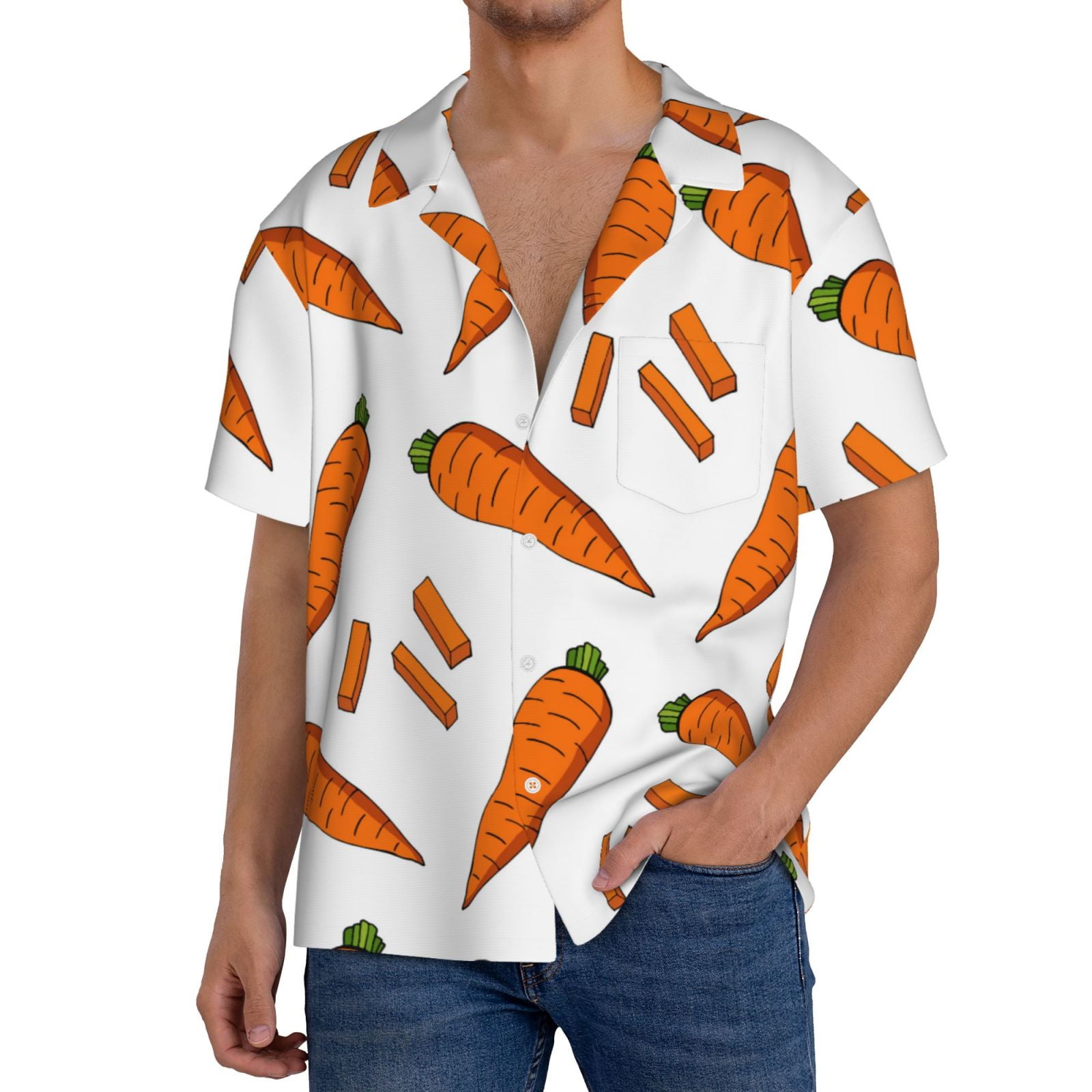Hawaiian Shirt for Men - Carrot sticks Pattern Short Sleeve Button Down ...