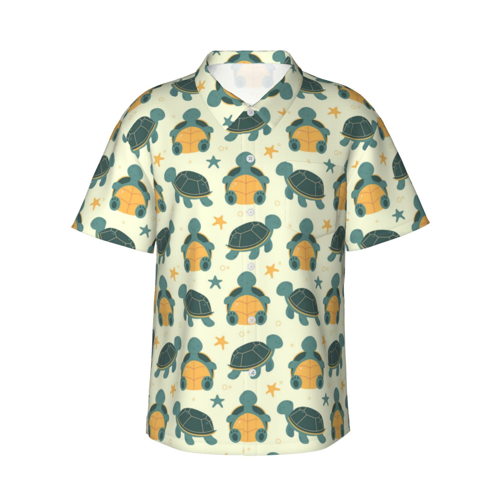 Hawaiian Shirt for Men - Cartoon Turtles Casual Short Sleeve Button ...