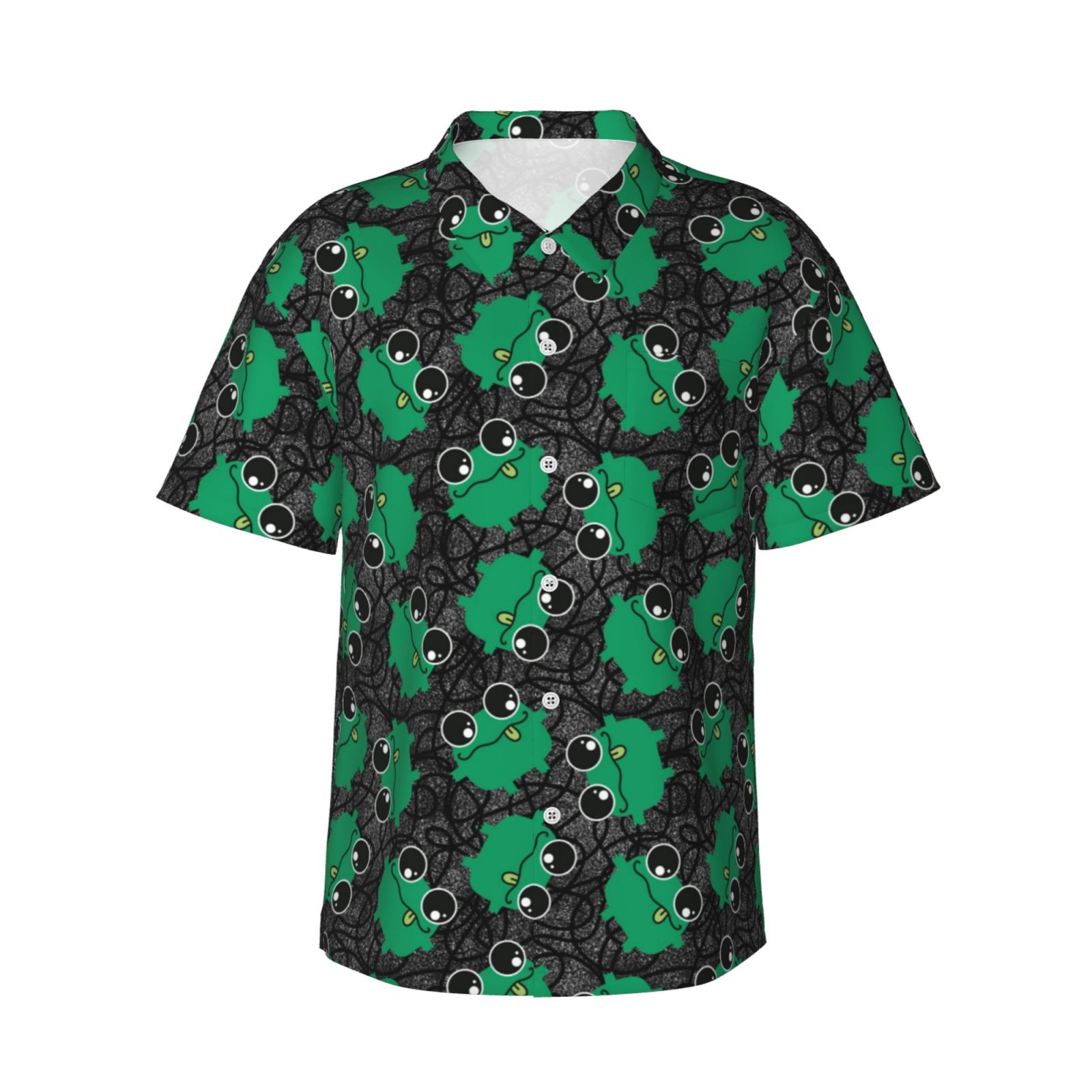 Hawaiian Shirt for Men - Cartoon kawaii frogs cute black Casual Short ...