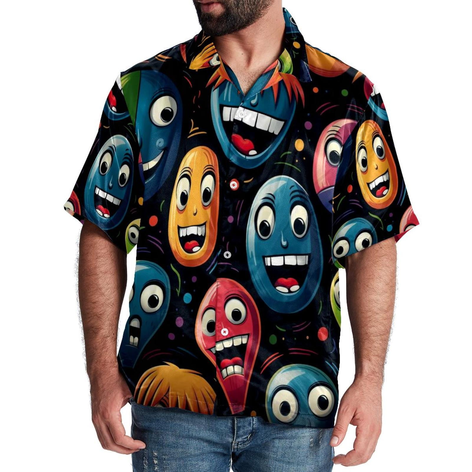 Hawaiian Shirt for Men Casual Button Down Shirts with Cartoon Bowling ...
