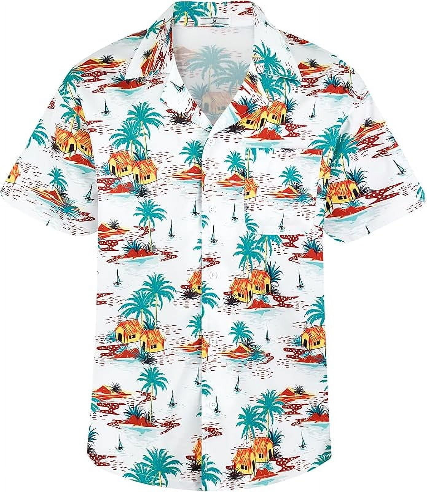 Hawaiian Shirt for Men Casual Short Sleeve Button Down Floral Tropical ...