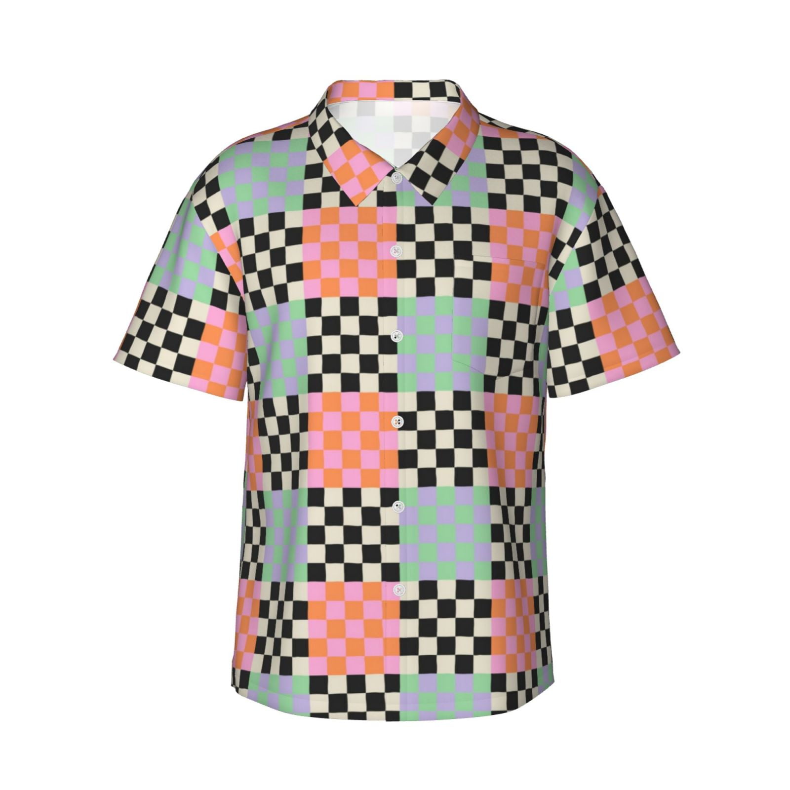 Hawaiian Shirt for Men, Colorful Checkered Summer Shirts for Men, Mens ...