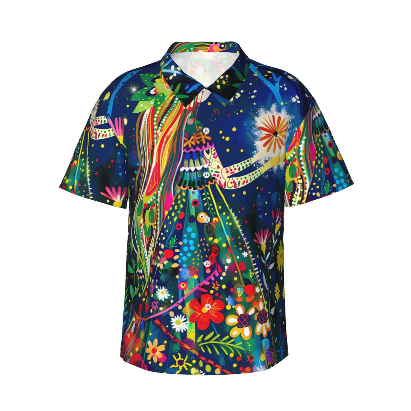 Hawaiian Shirt for Men, Colorful Floral Forest Fairy Summer Shirts for ...