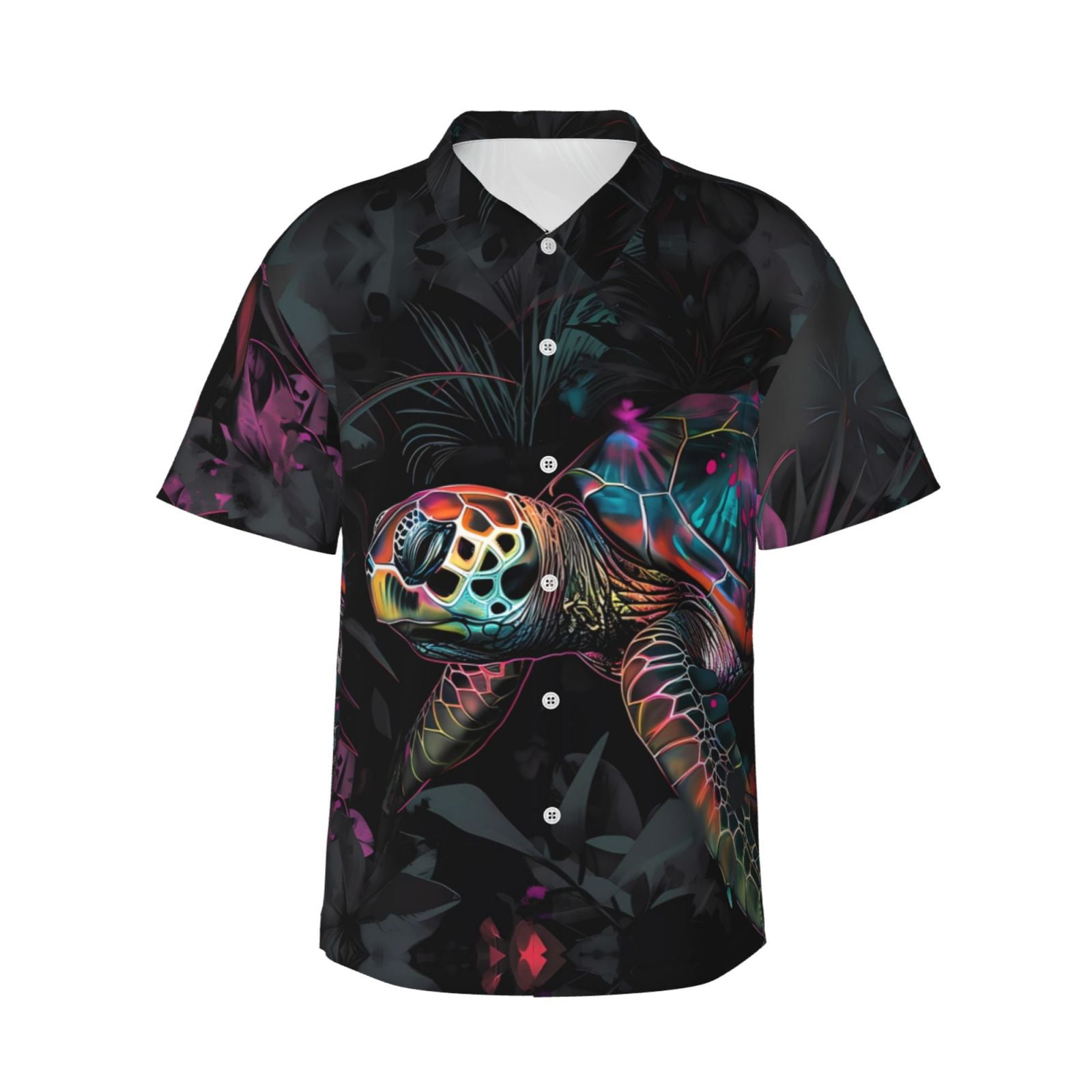Hawaiian Shirt for Men, Colorful Plant Turtle A Summer Shirts for Men ...