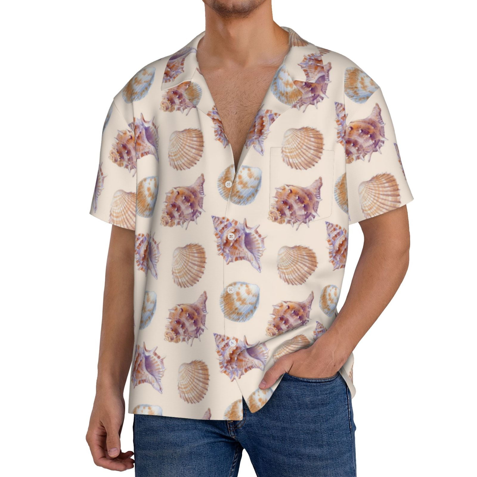 Hawaiian Shirt for Men - Conch Shell No.J96 Short Sleeve Button Down ...