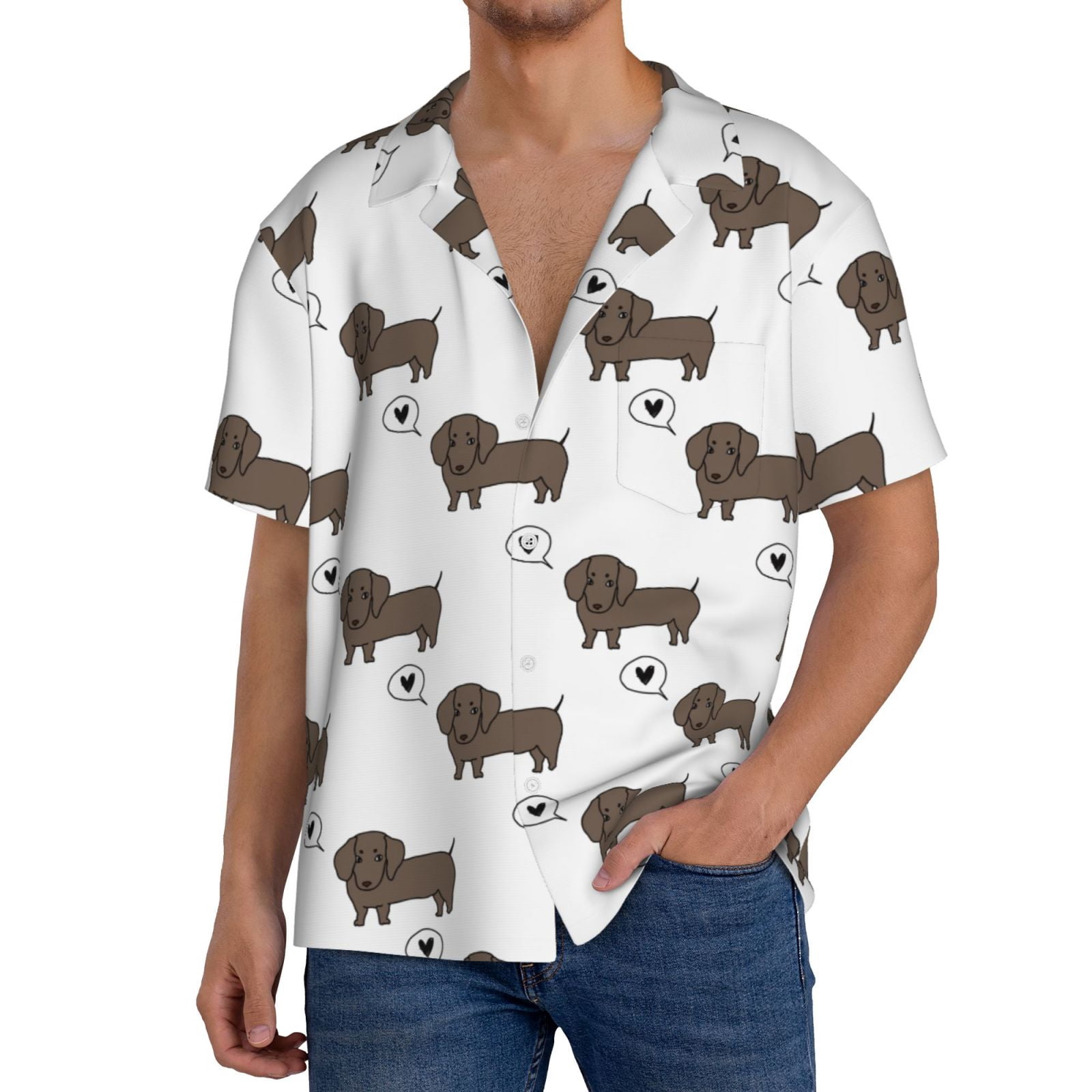 Hawaiian Shirt for Men - Dachshund Dog Puppy Black Love Short Sleeve ...